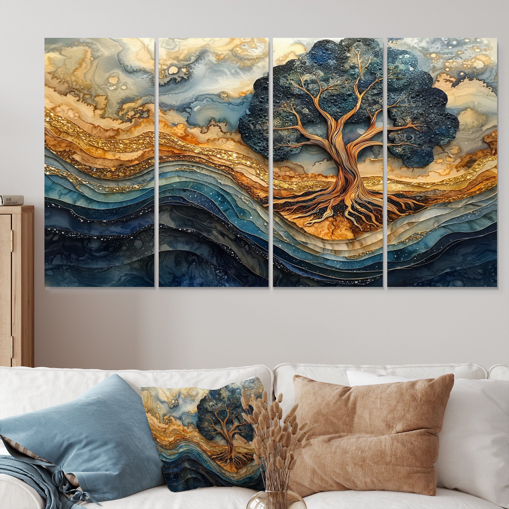 House of Hampton Aqua Infinite Golden Tree Of Life IV - Tree Of Life ...