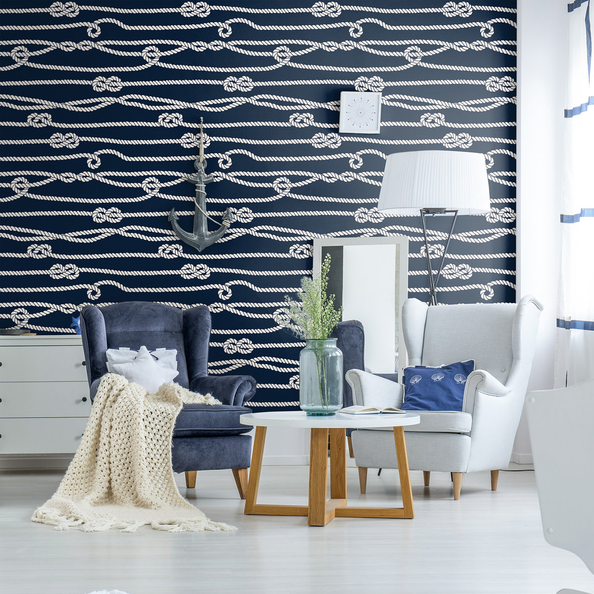 Longshore Tides Hatton Line Nautical Removable Peel and Stick Wallpaper ...