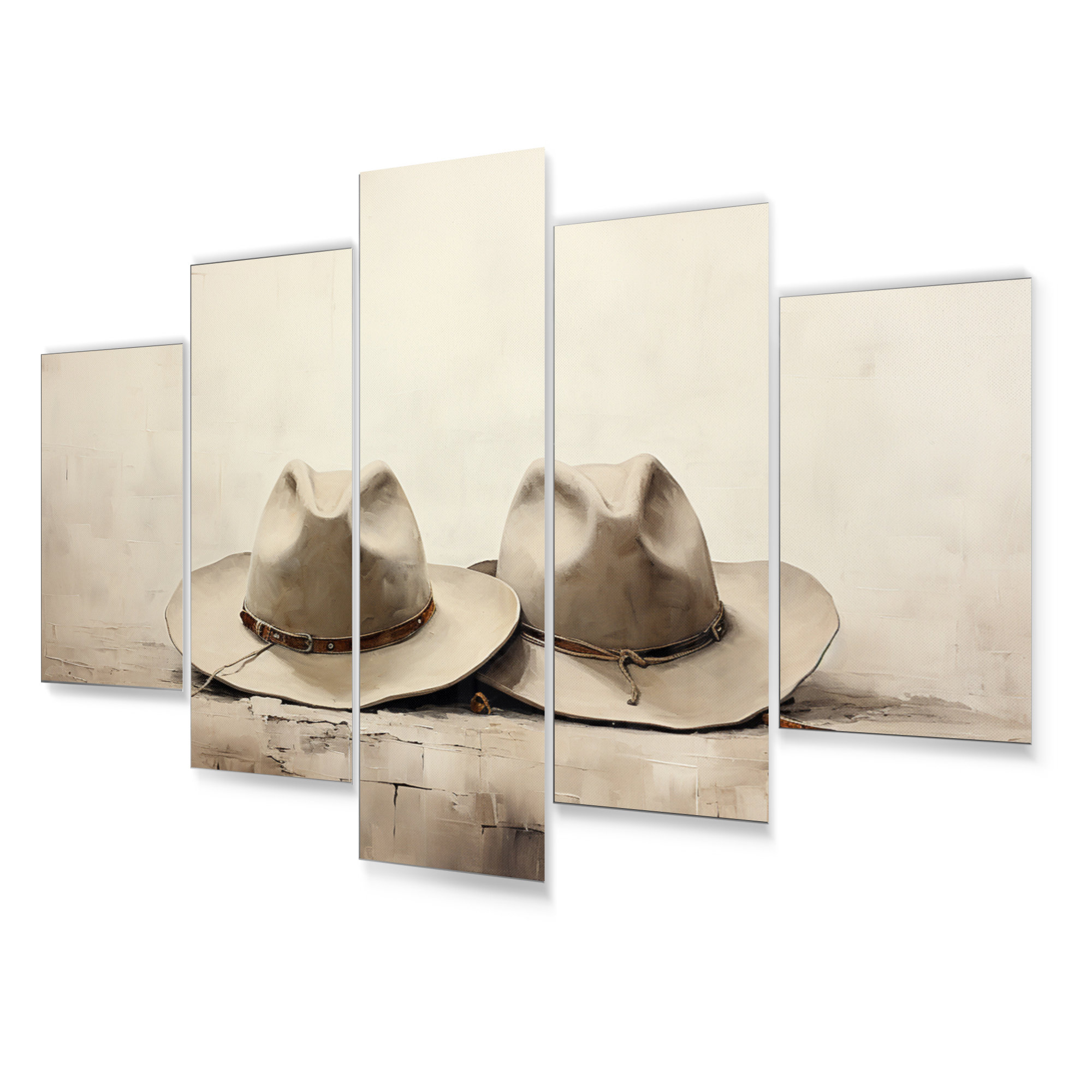 Design Art Minimalism Cowboy Hats - Cowboys Metal Art Print Set | Wayfair