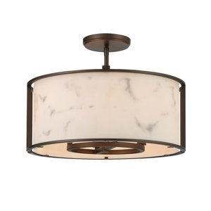 Everly Quinn Buchanan Hellenic Bronze With Alabaster Semi Flush | Wayfair