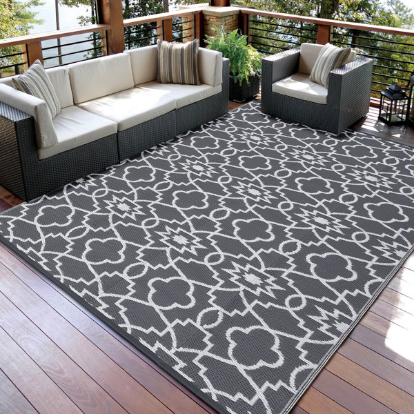 Charlton Home® Outdoor Rugs Modern Geometric Striped Area Rug ...