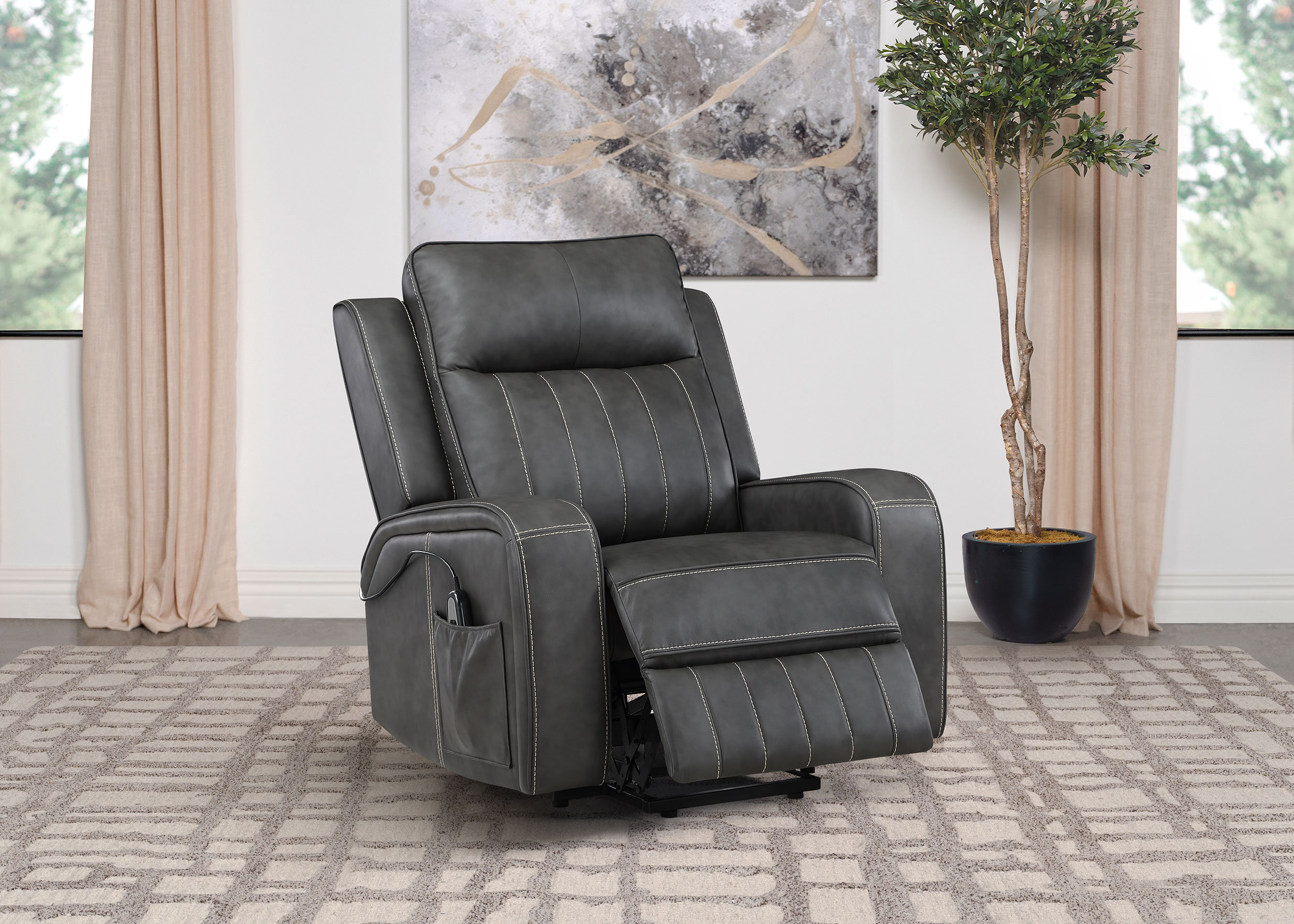 Latitude Run® Raelynn Upholstered Power Lift Recliner Chair Grey | Wayfair