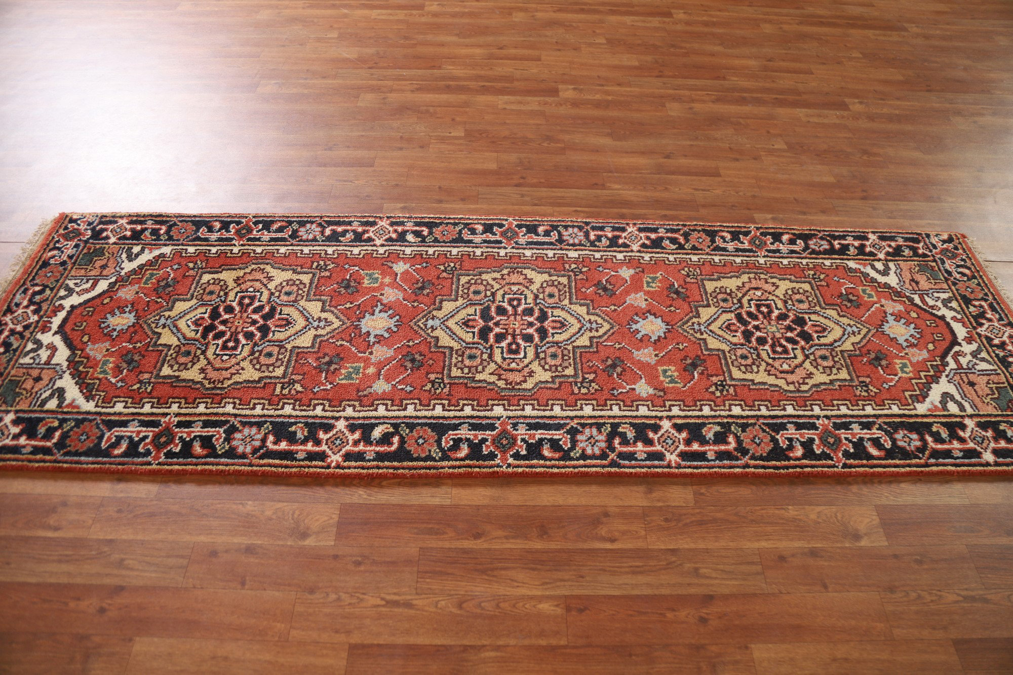 Bungalow Rose Geometric Traditional Wool Runner Rug 3x8 | Wayfair