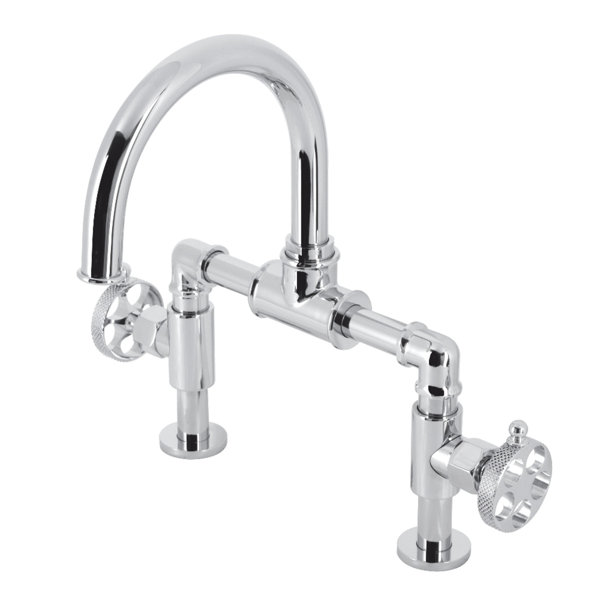 Kingston Brass Webb Two-Handle 2-Hole Deck Mount Bridge Bathroom Faucet ...