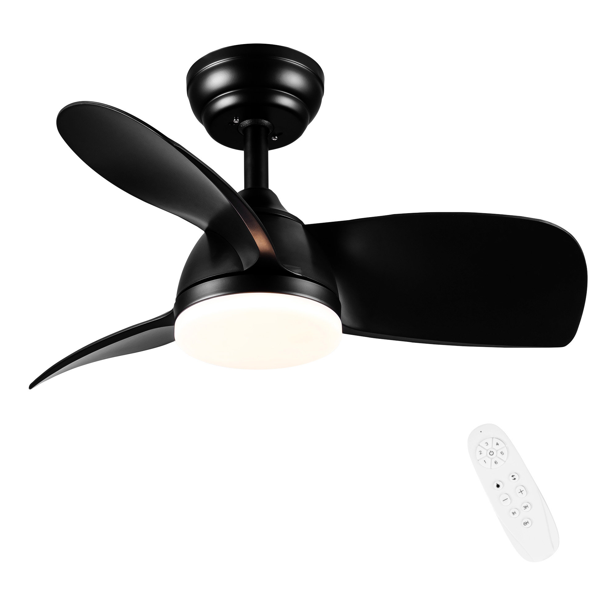 Brayden Studio® 28 In Intergrated LED Ceiling Fan Lighting With Black ...