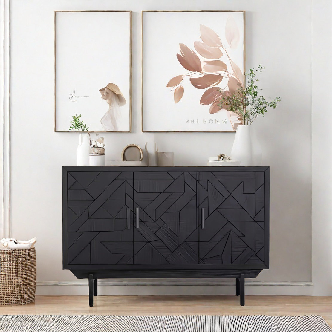 Vivid Space Creation Black Retro Sideboard Cabinet | Wayfair