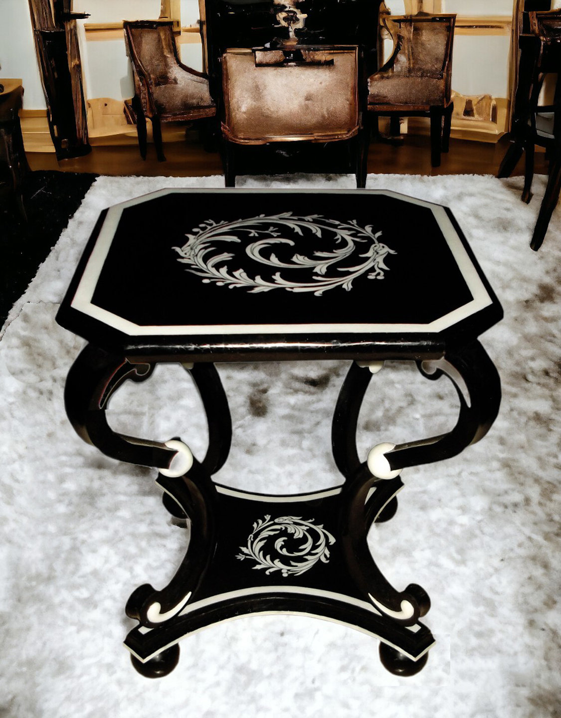 Infinity Furniture Import Infinity Black And White Luxury End Table ...