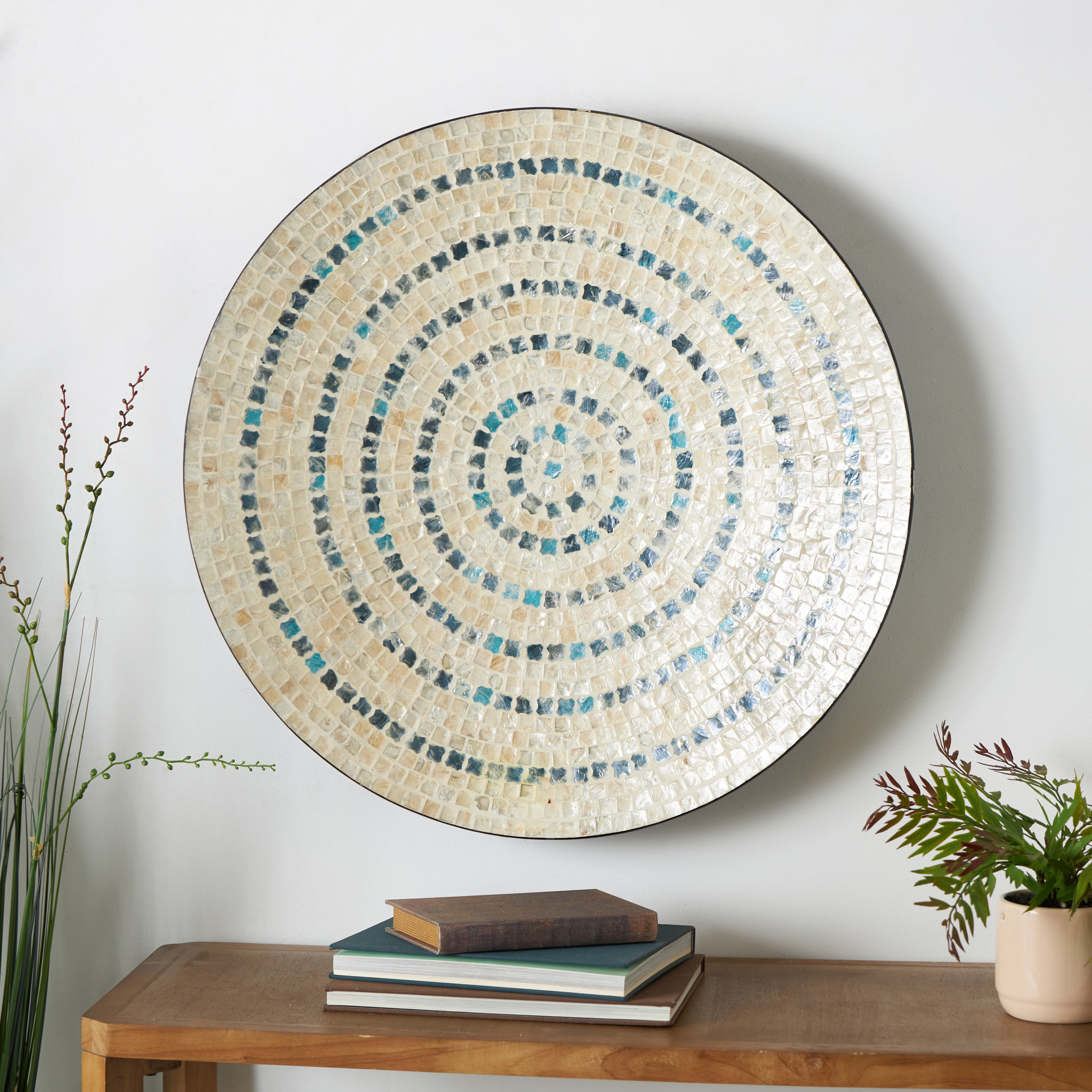 Dakota Fields Eloise Mother of Pearl Shell Handmade Mosaic Plate Home ...
