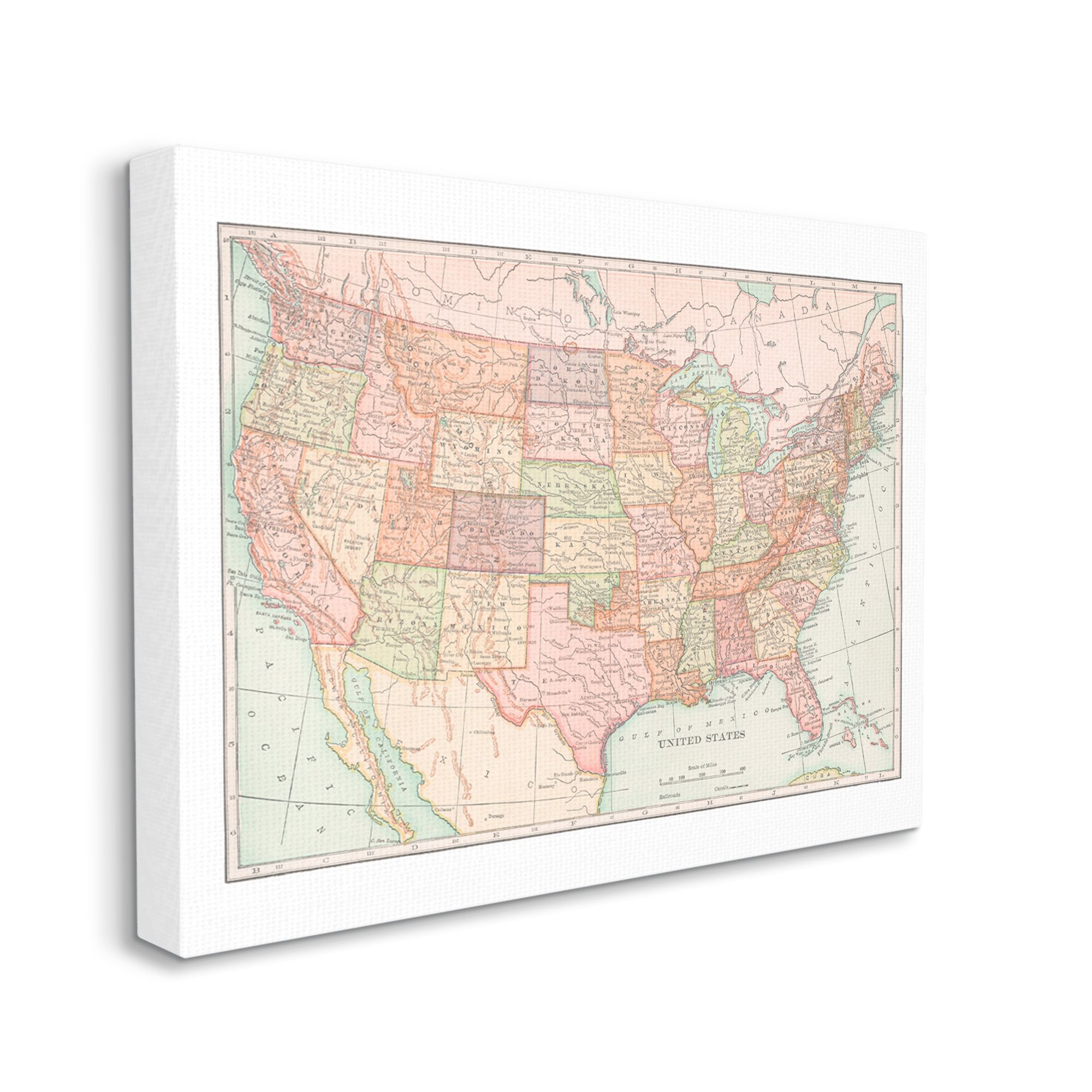 17 Stories Traditional USA Map On Canvas by Corinne Haig Print ...