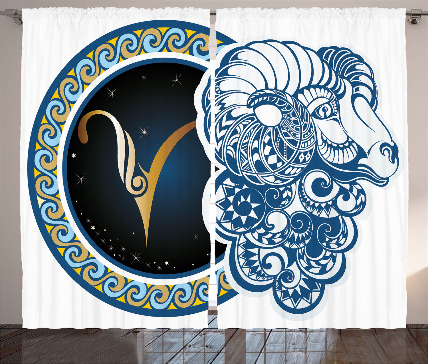 East Urban Home Zodiac Astrological Aries Symbol with Horned Head Ram ...