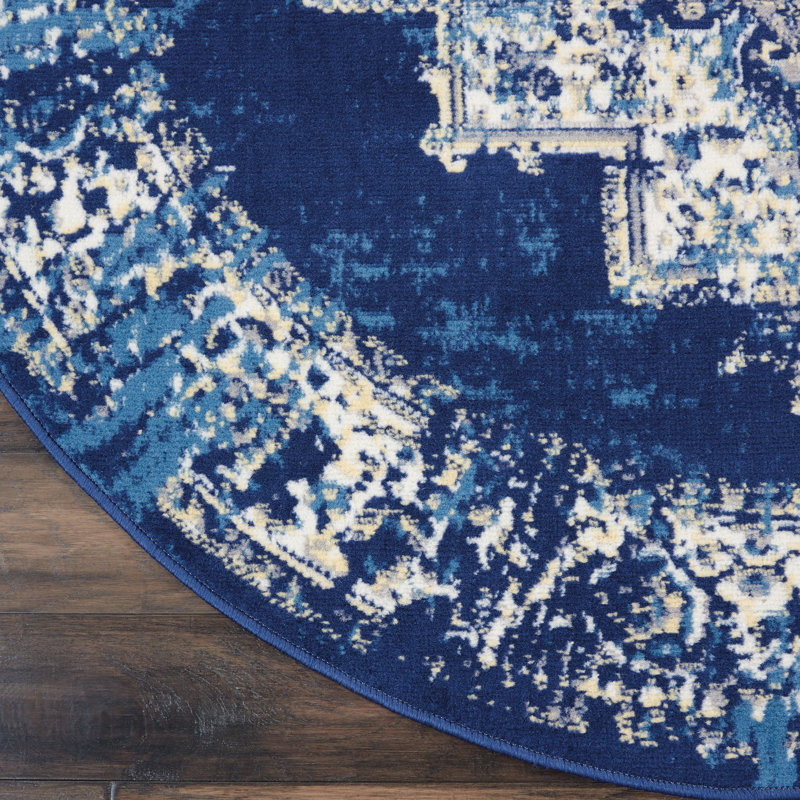Bungalow Rose Burnie Oriental Blue/White Area Rug & Reviews | Wayfair