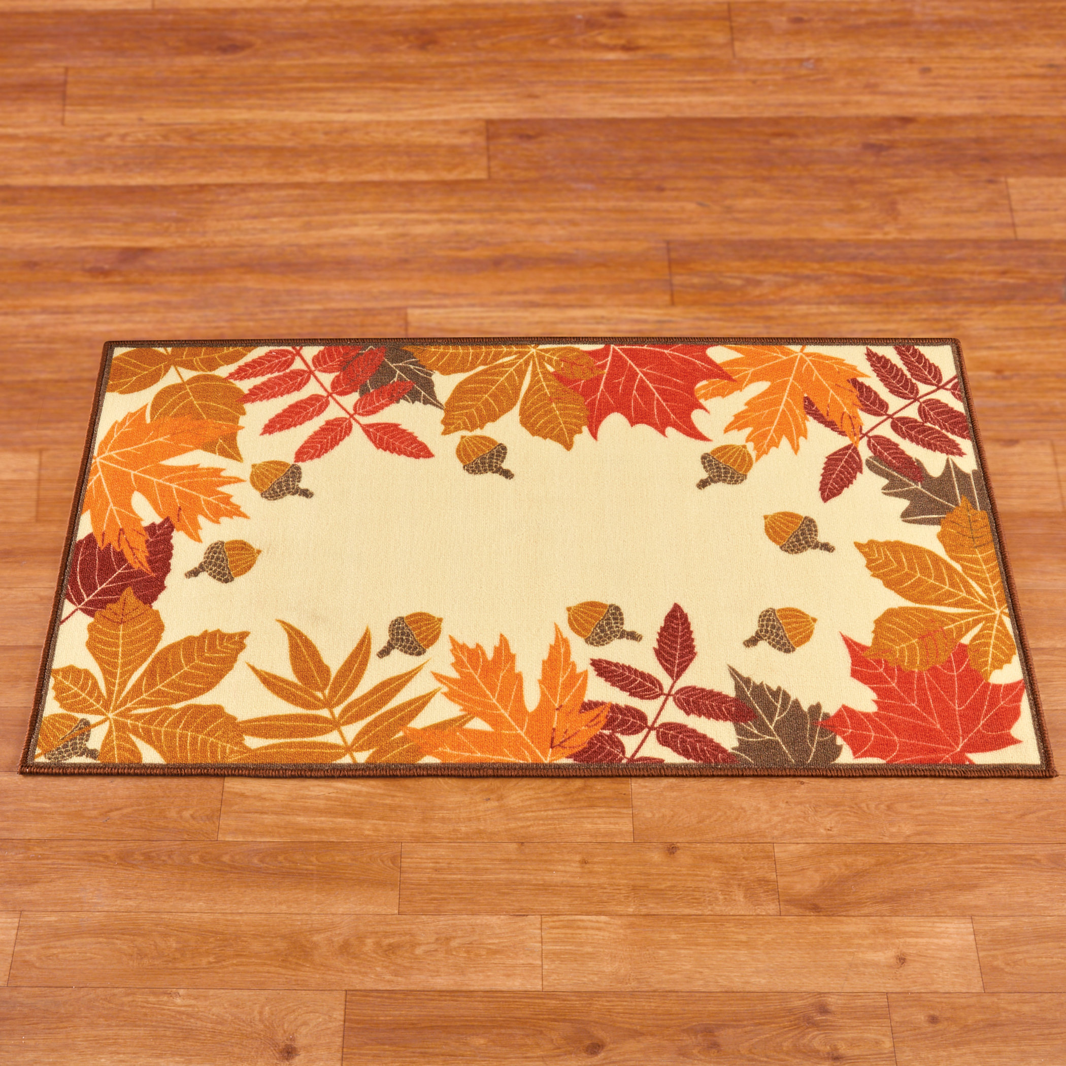August Grove® Ayvri Colorful Fall Leaf Border Skid-Resistant Accent Rug ...