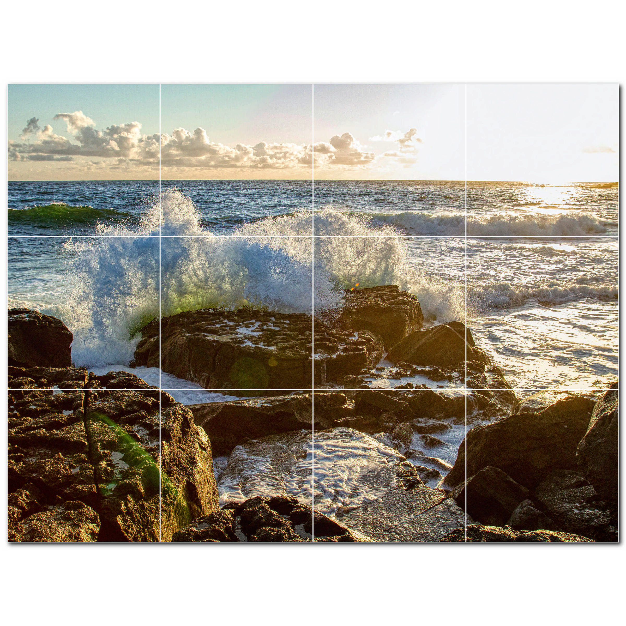 Picture-Tiles.com 17" x 12.75" Ceramic Waves Photo Decorative Mural ...