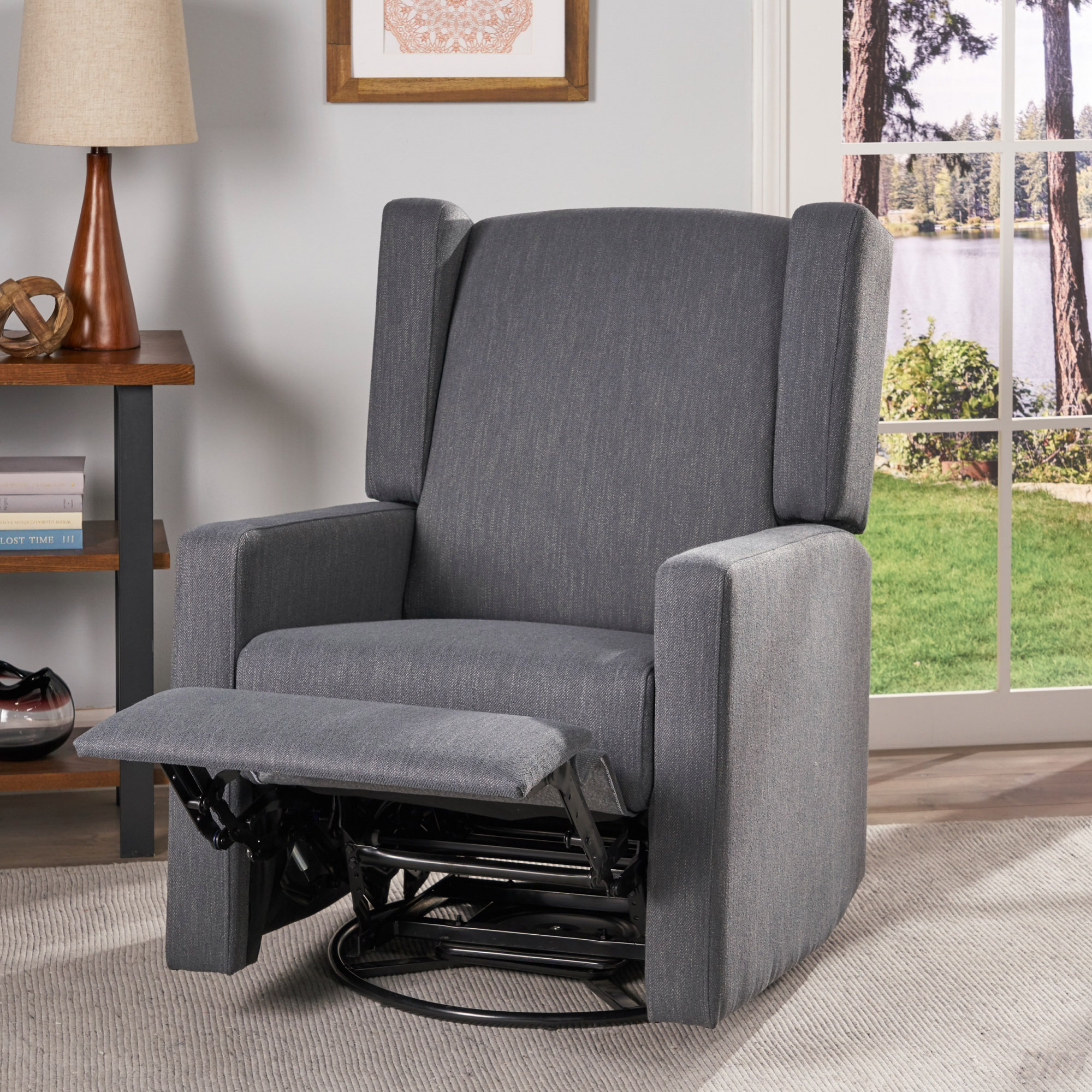 Latitude Run® SWIVEL GLIDER RECLINER, Modern Style Upholstery Recliner ...