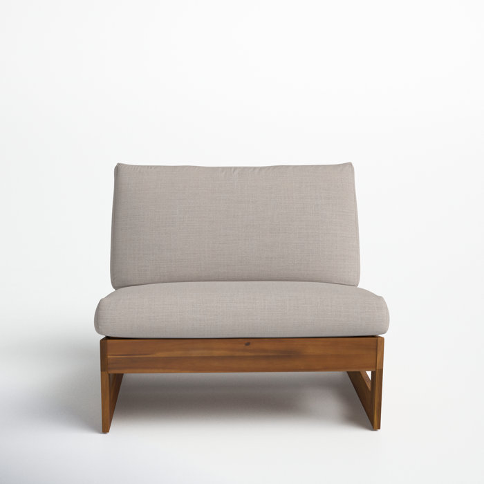 Louise Acacia Outdoor Armless Lounge Chair with Sunbrella Cushions ...