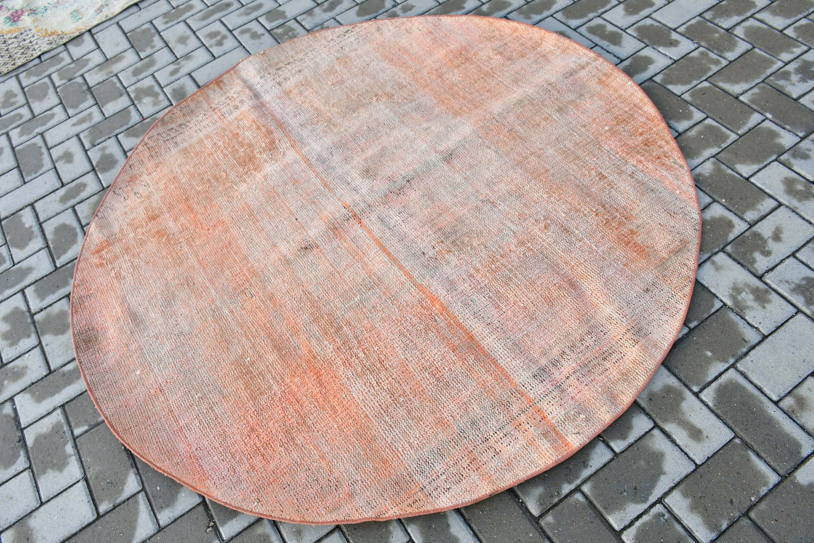 17 Stories Handmade Round Turkish Rug In Orange Colour Offering Unique ...