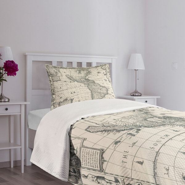 Ambesonne World Map Bedspread Retro Old - Wayfair Canada