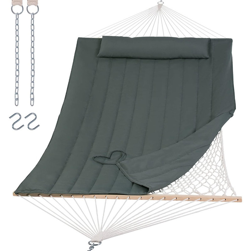 Arlmont & Co. SUNCREAT Portable Double Rope Hammock With Pad, Two ...