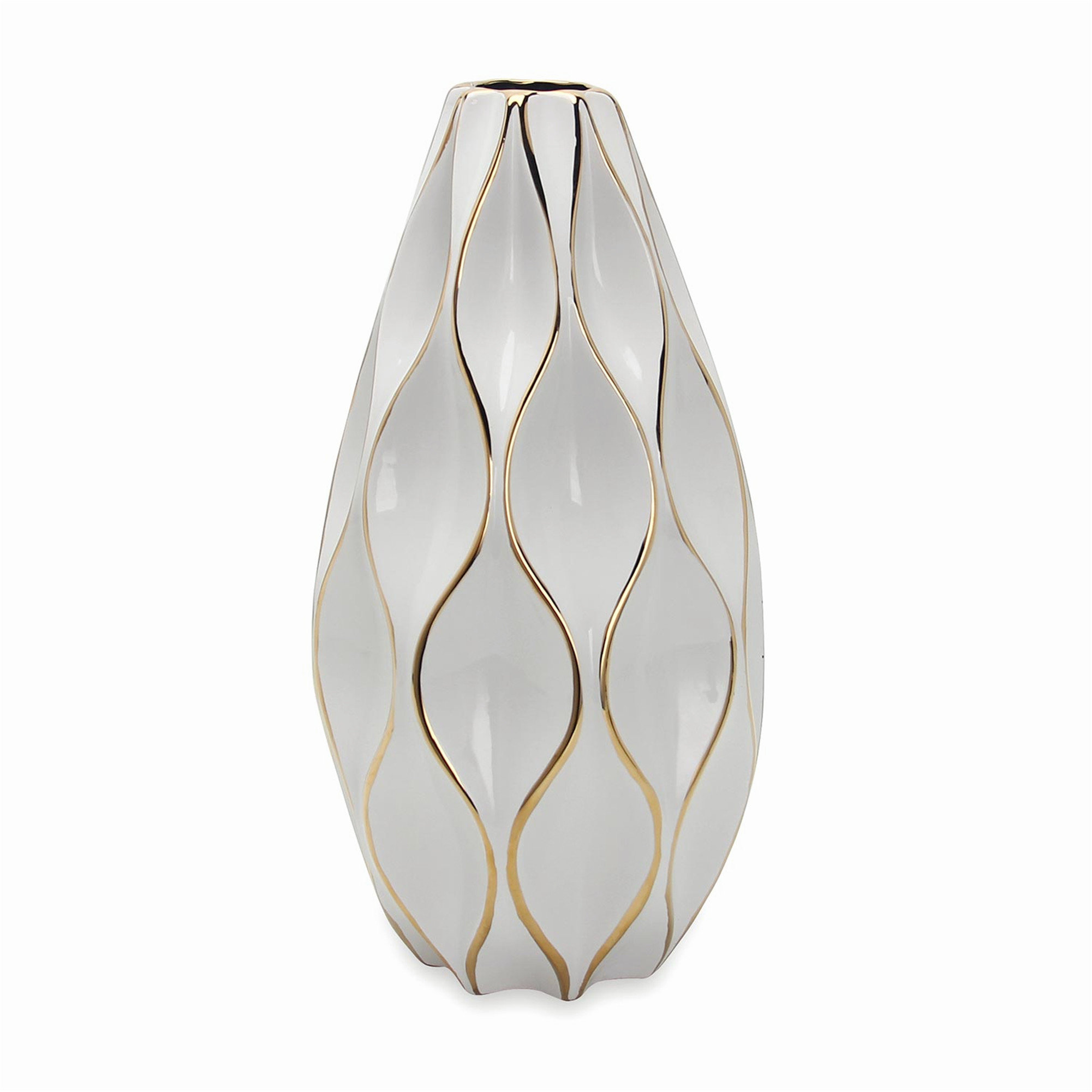 Mercer41 Boalt Jar Modern Ceramic Vase with Gold Accents | Wayfair