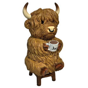 Trinx Polyresin Highland Cow Morning Coffee Farmhouse Country Rustic ...