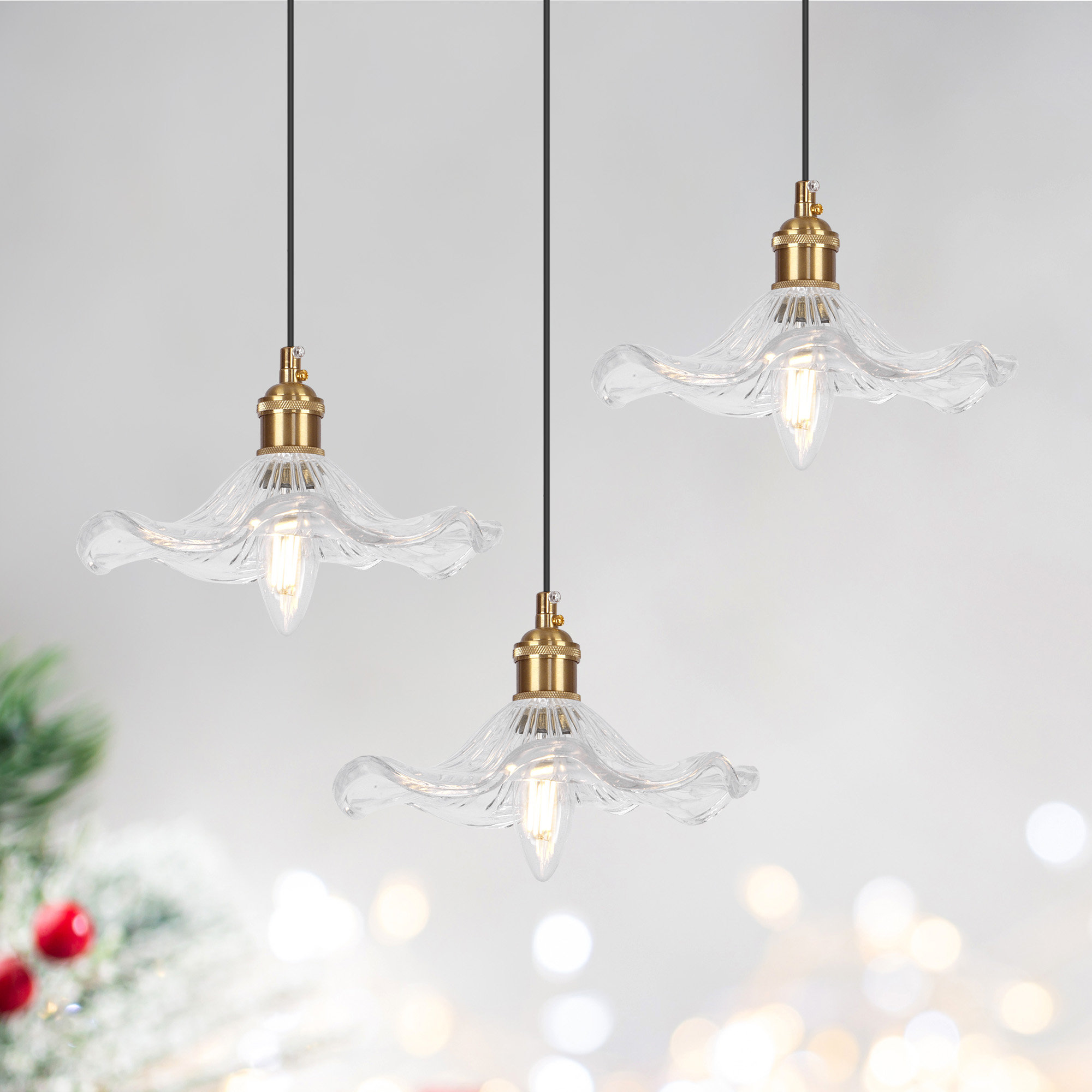 Everly Quinn 1 - Light Glass Flower Single Novelty Pendant Light Clear ...