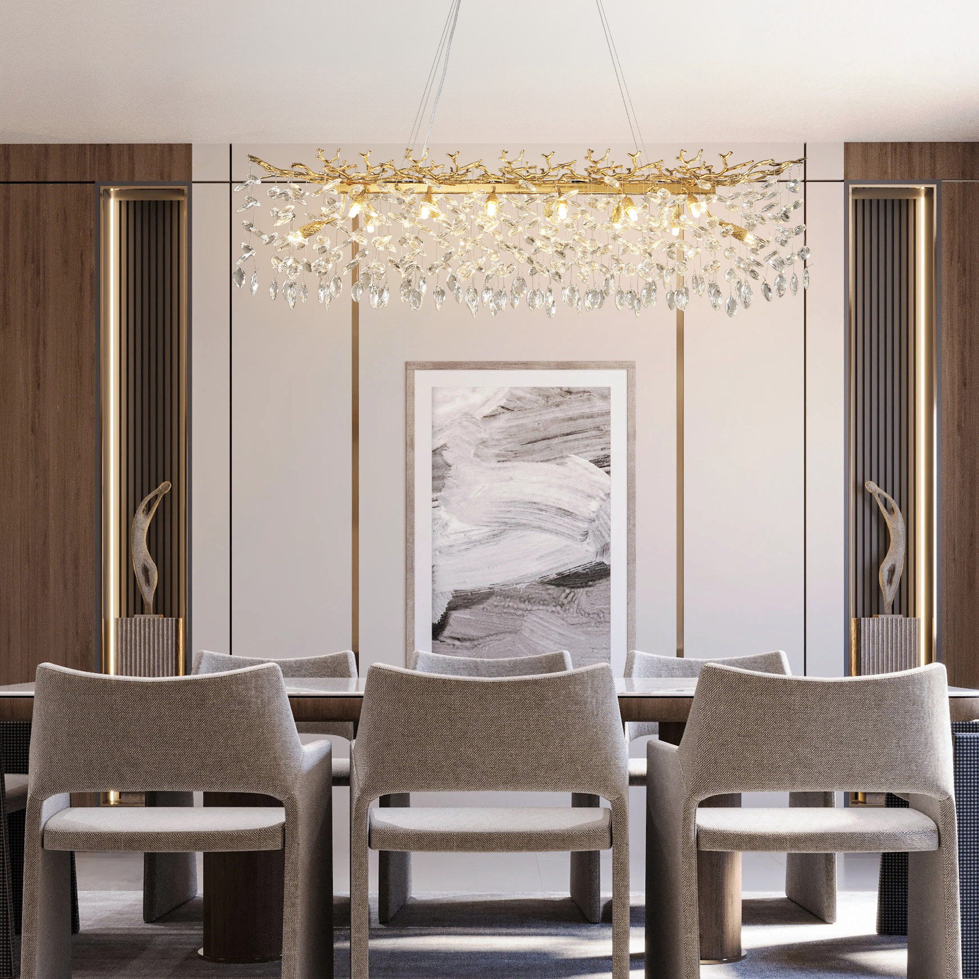 crystal dining table light