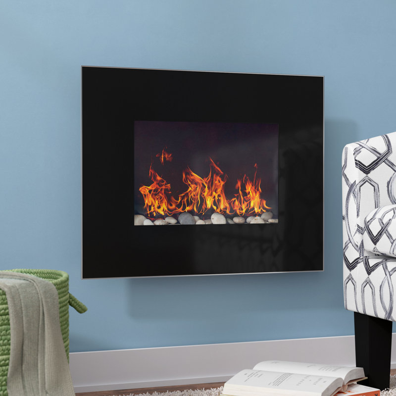 Wade Logan® Lakey 26" Wall Mounted Electric Fireplace - Pebble Fuel ...