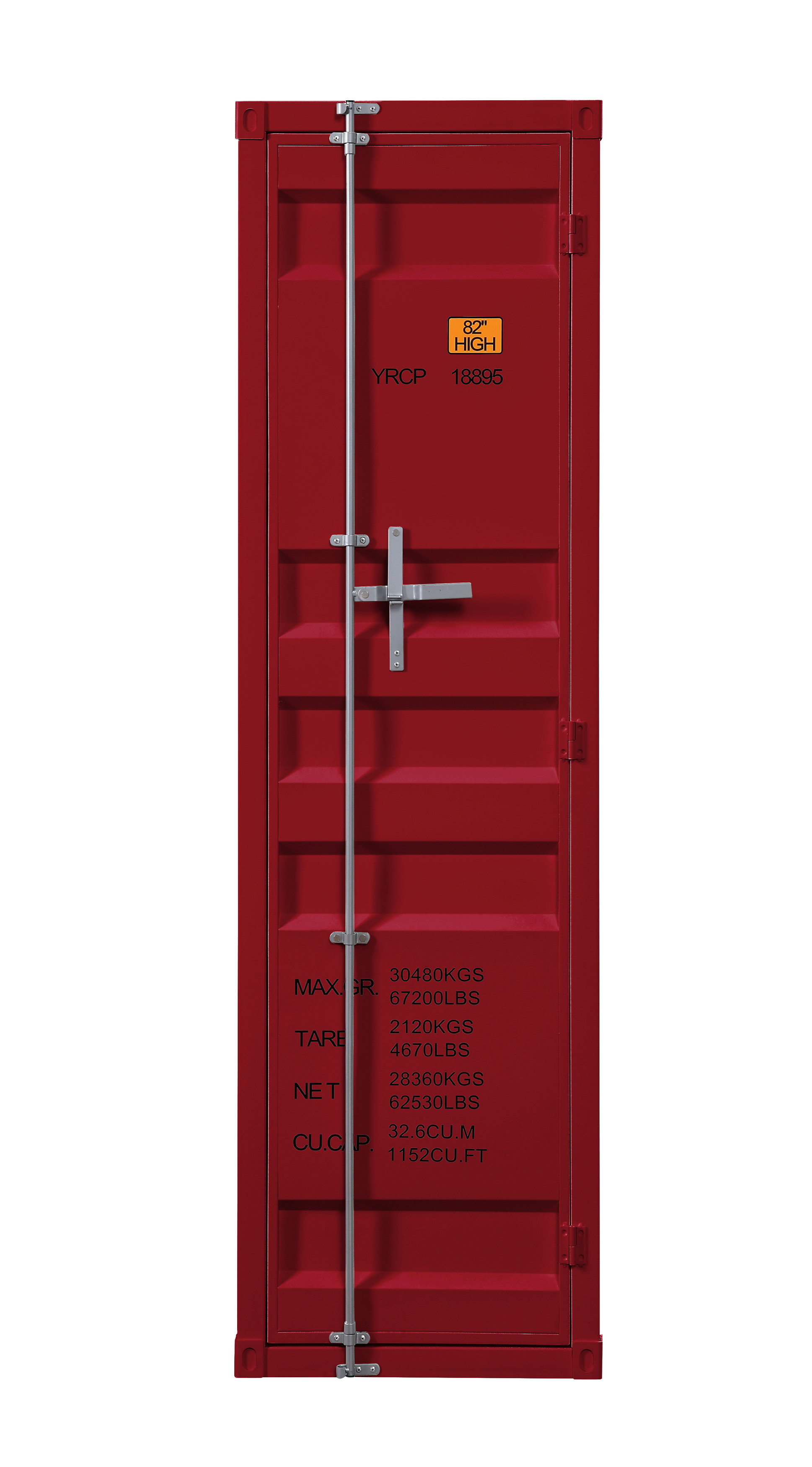 17 Stories Aberta Metal Cargo Wardrobe, Red | Wayfair