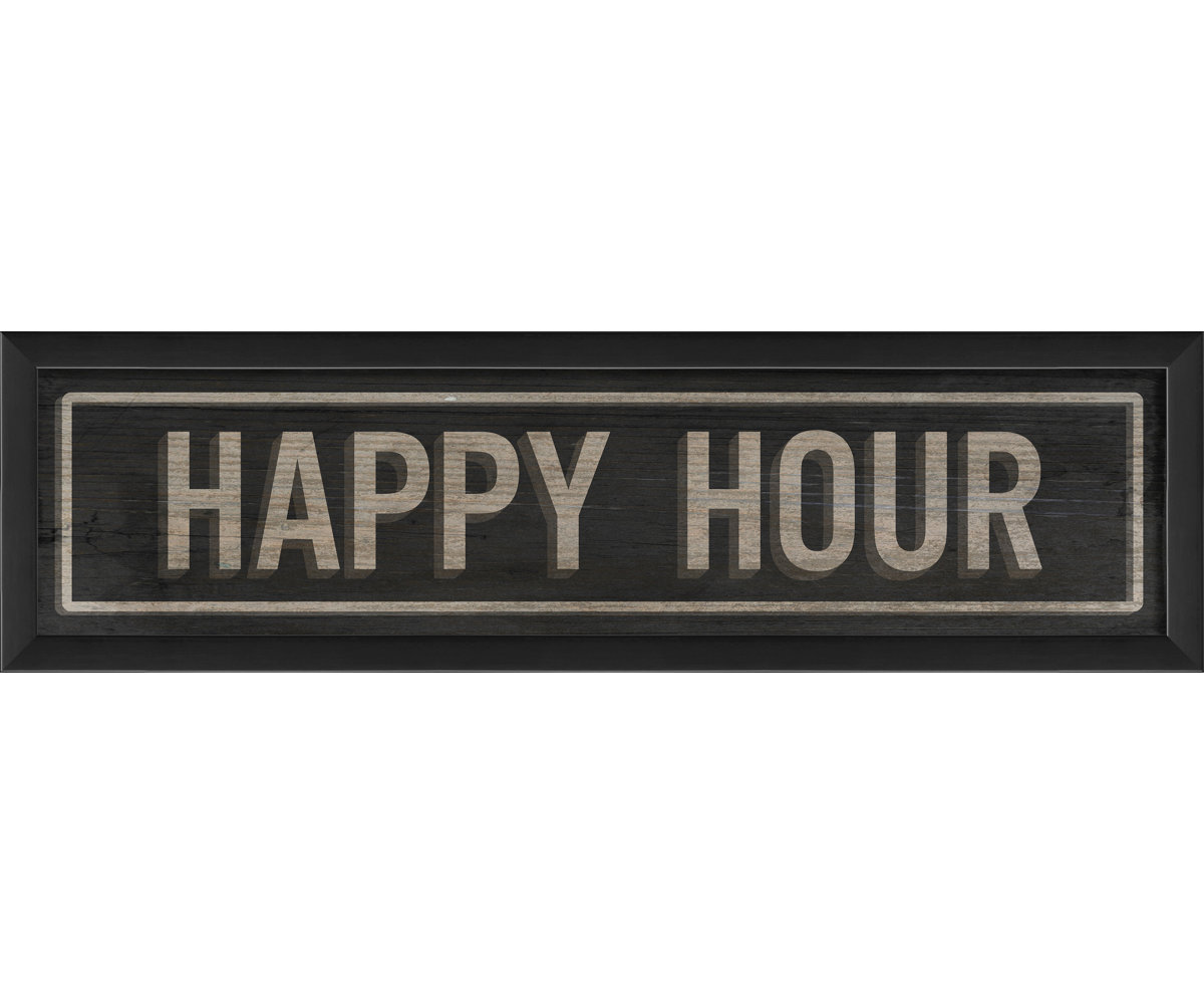 Ebern Designs 'Happy Hour Sign V' Framed Textual Art | Wayfair