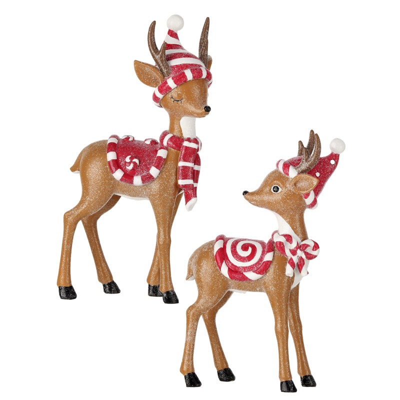 The Holiday Aisle® Resin Sweets Candy Deer set of 2 | Wayfair