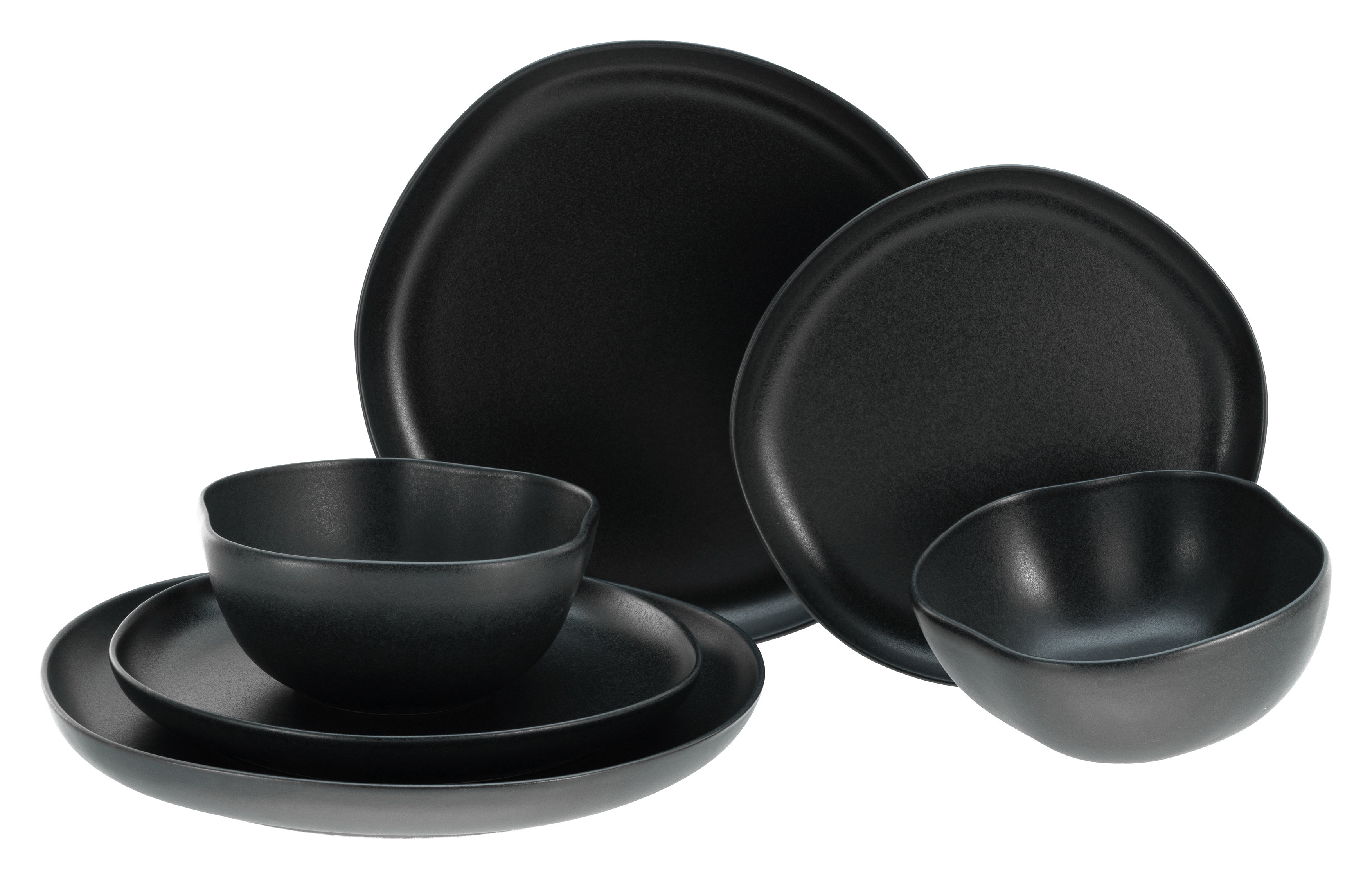 Creatable, Natural Organic Black, 12-Piece Plate Set | Wayfair.co.uk