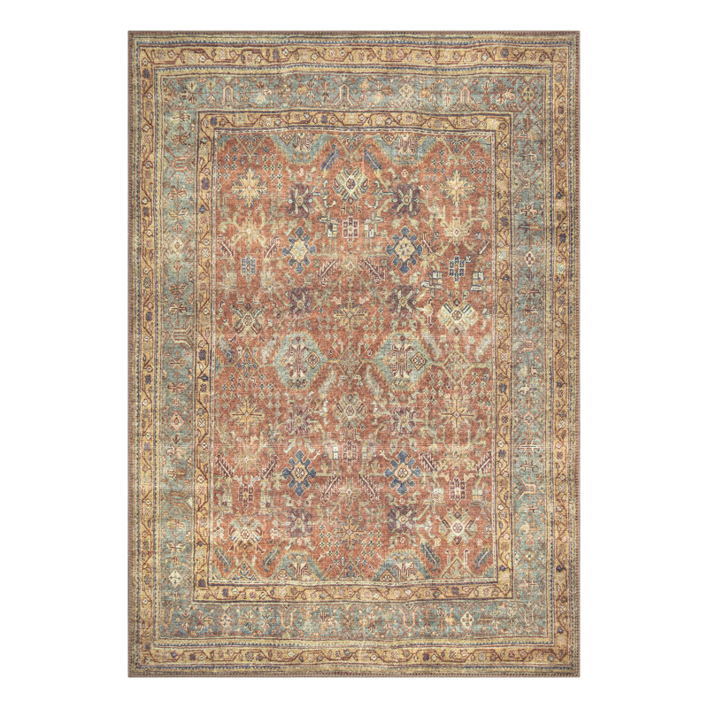 Bungalow Rose Machine Washable Non-Slip - Terracotta / Mustard ...