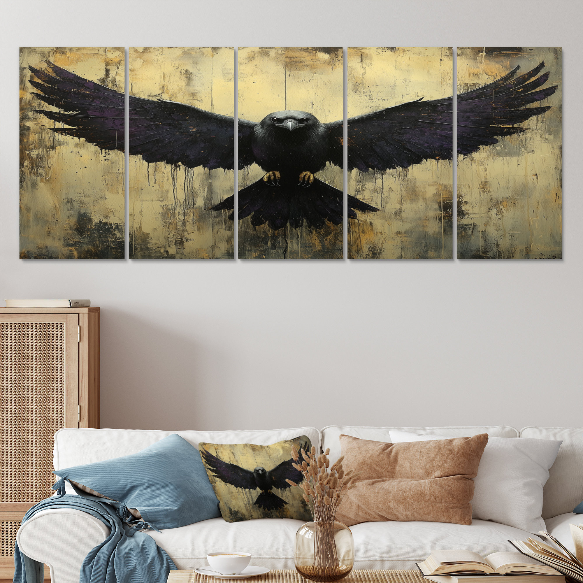 Latitude Run® Black Native Ravens Wings - Native American Art Totem ...