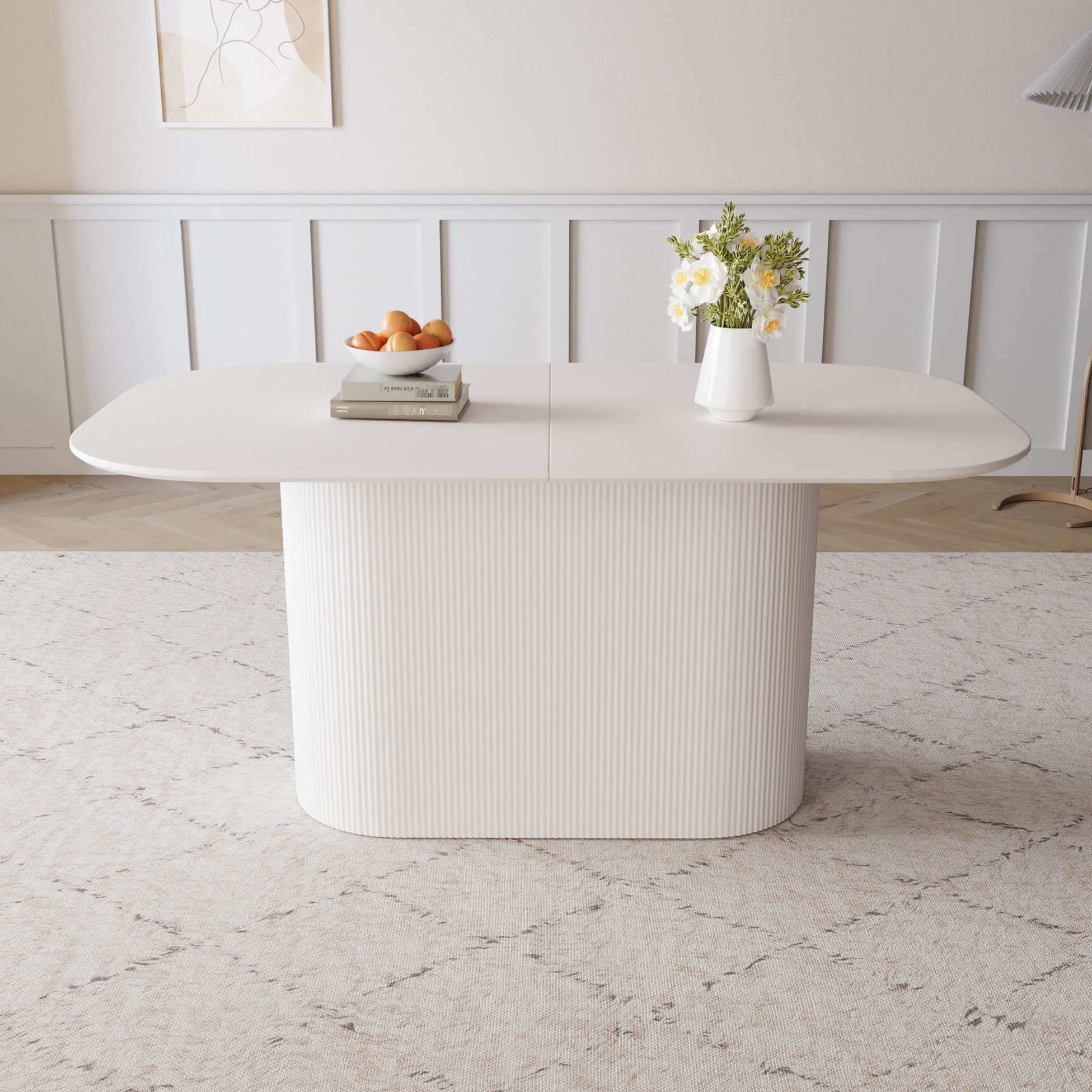 fengshu 63 - Inch Cream Style Regular Edge Dining Table, Suitable For ...