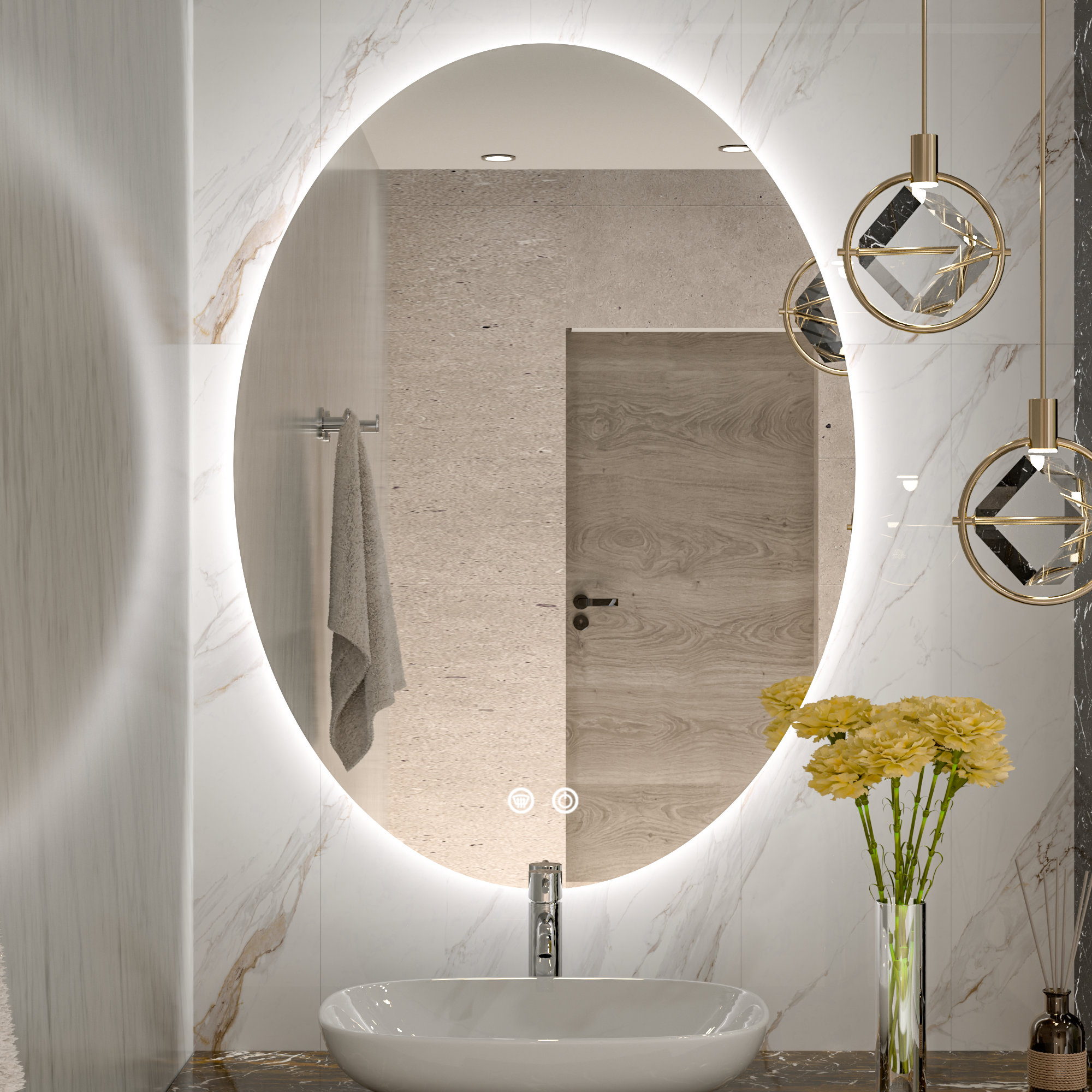 Ivy Bronx Amyla Oval Backlit LED Bathroom Vanity Mirror AntiFog ...