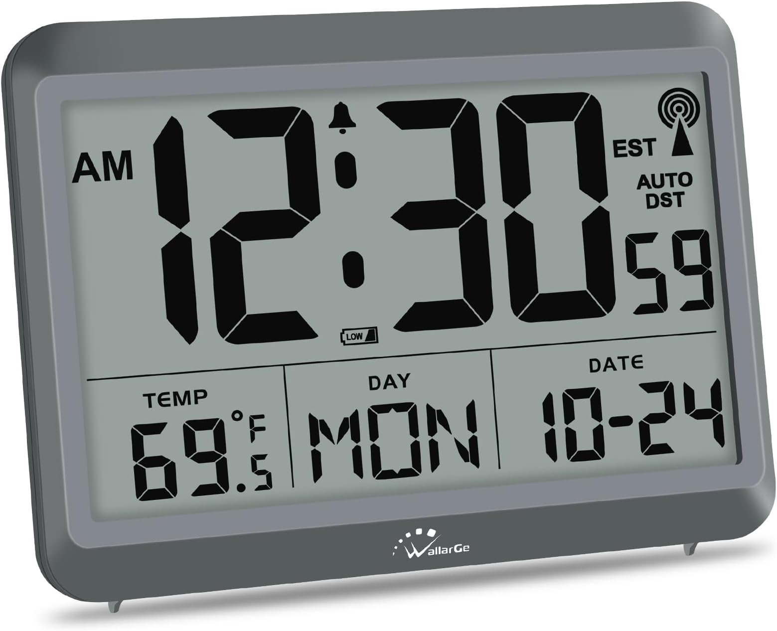 Static Poster Digital Electric Tabletop Clock with Alarm Gray | Wayfair