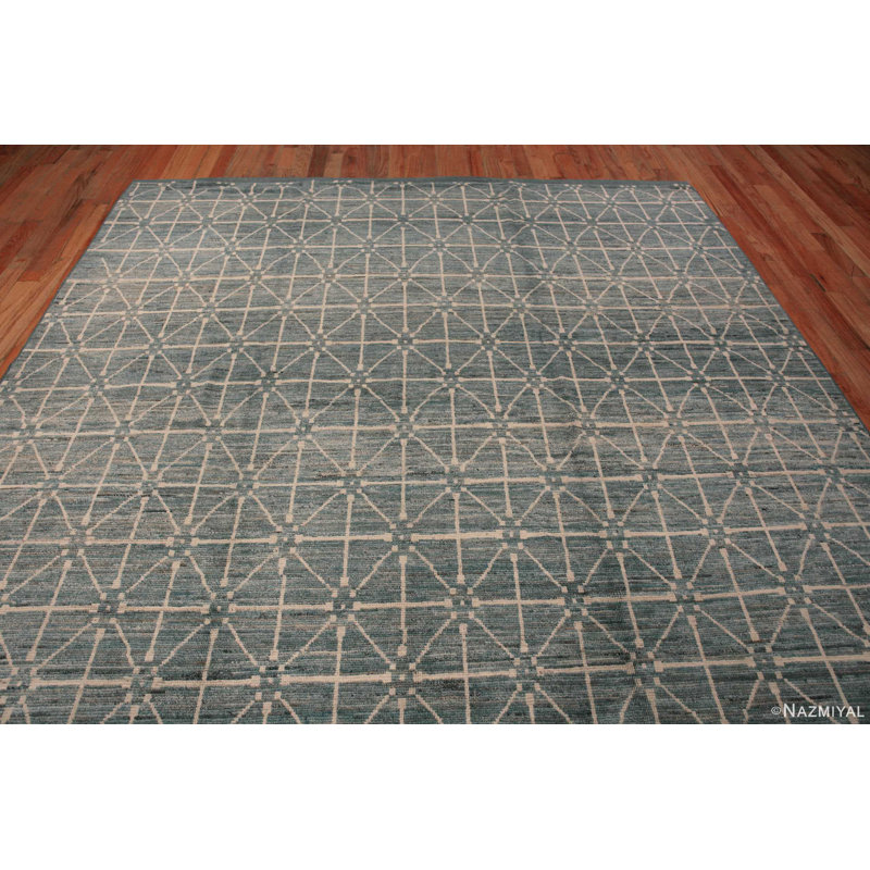 Nazmiyal Collection One-of-a-Kind Allover Gray/Blue Geometric Room Size ...