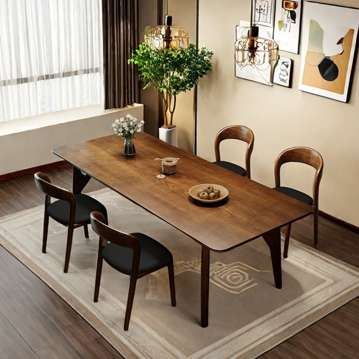 Beicang Home Ash wood dining table all solid wood simple retro ...