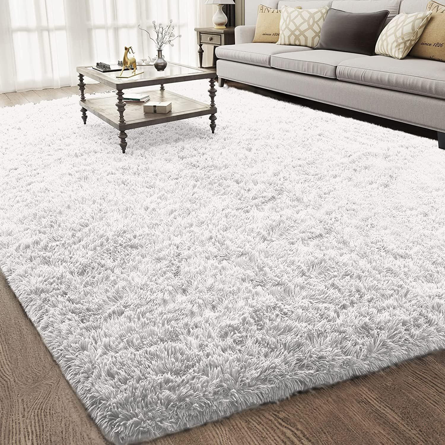 Marovil White Large Fluffy Fuzzy Rugs - Wayfair Canada