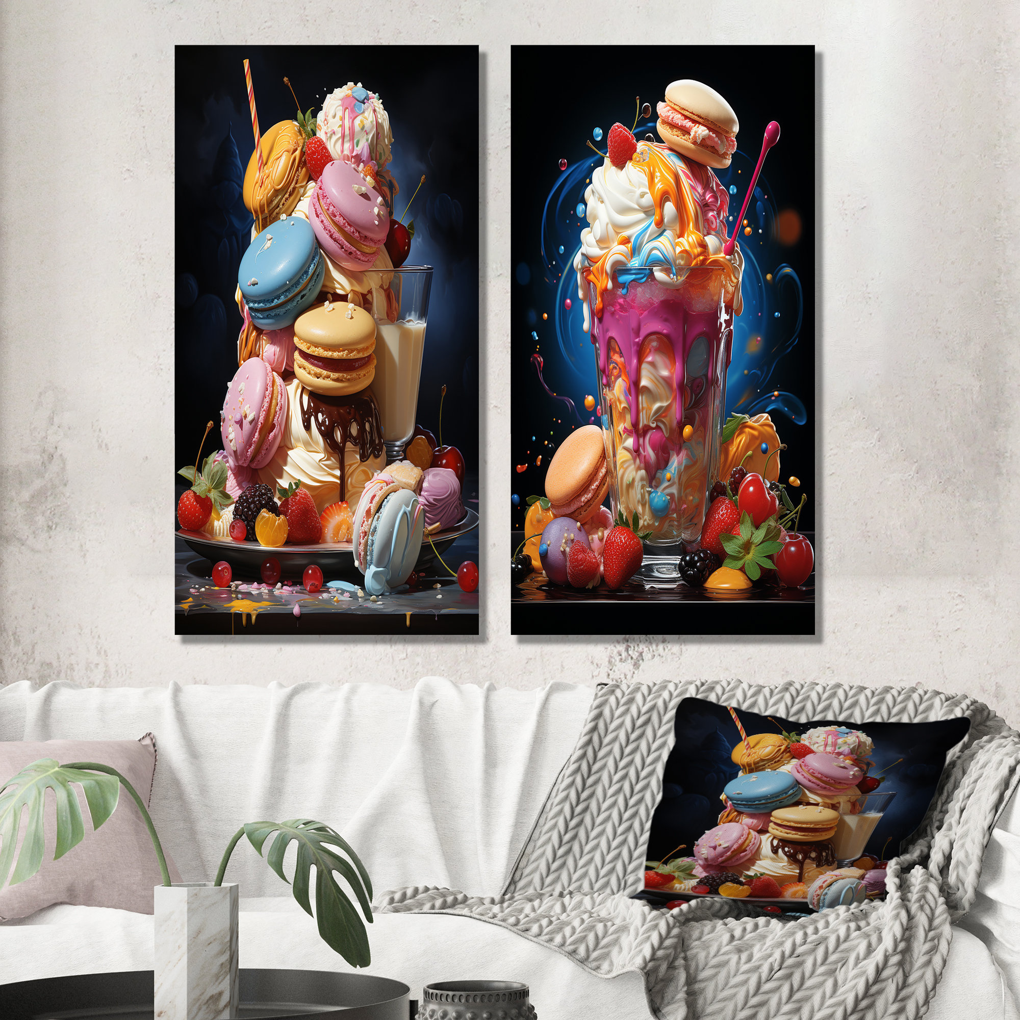 Lark Manor™ Whimsical Sweets Macaron - Desserts Metal Wall Art Set Of 2 ...
