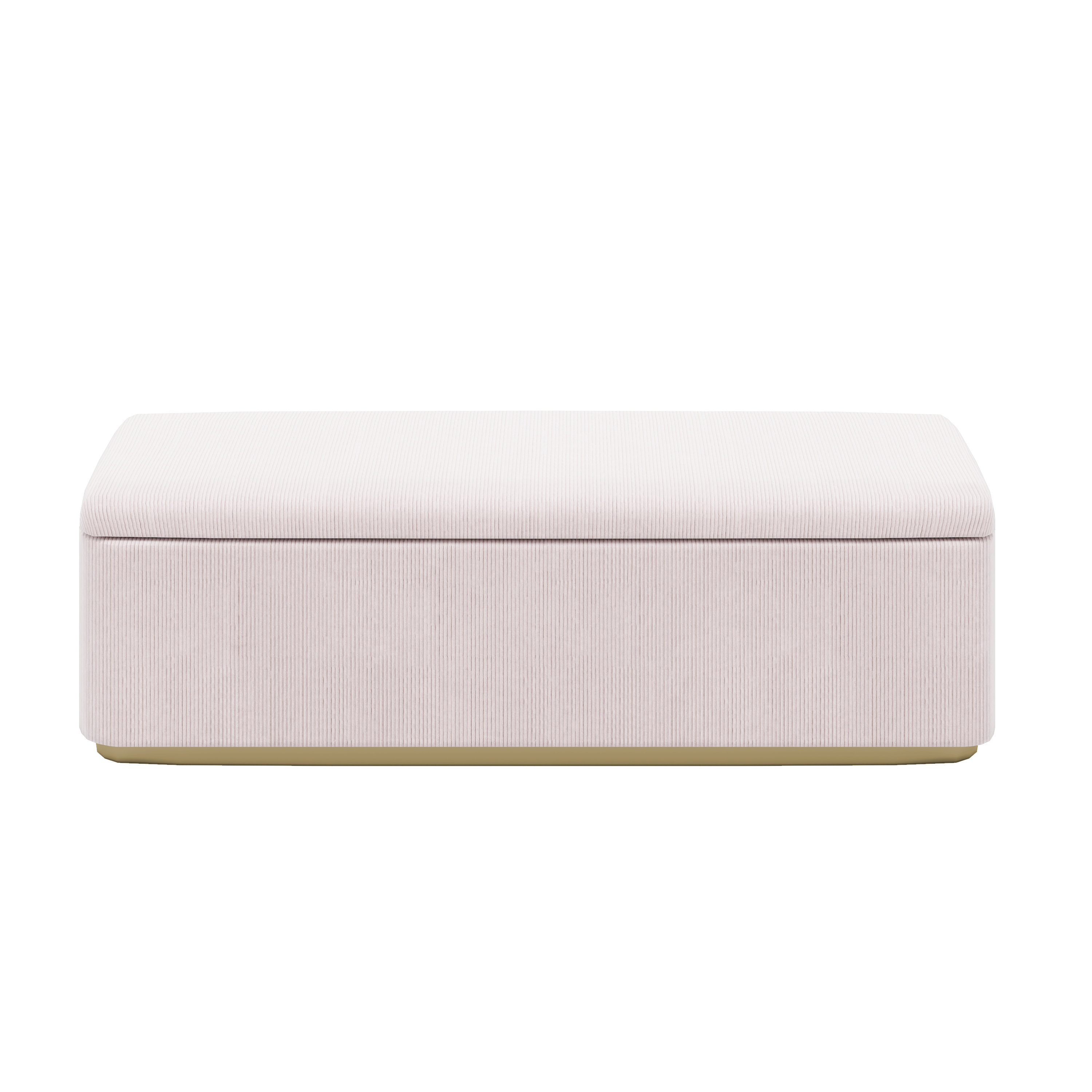 Everly Quinn Corduroy Upholstered Vertical Stripe Storage Ottoman, End ...