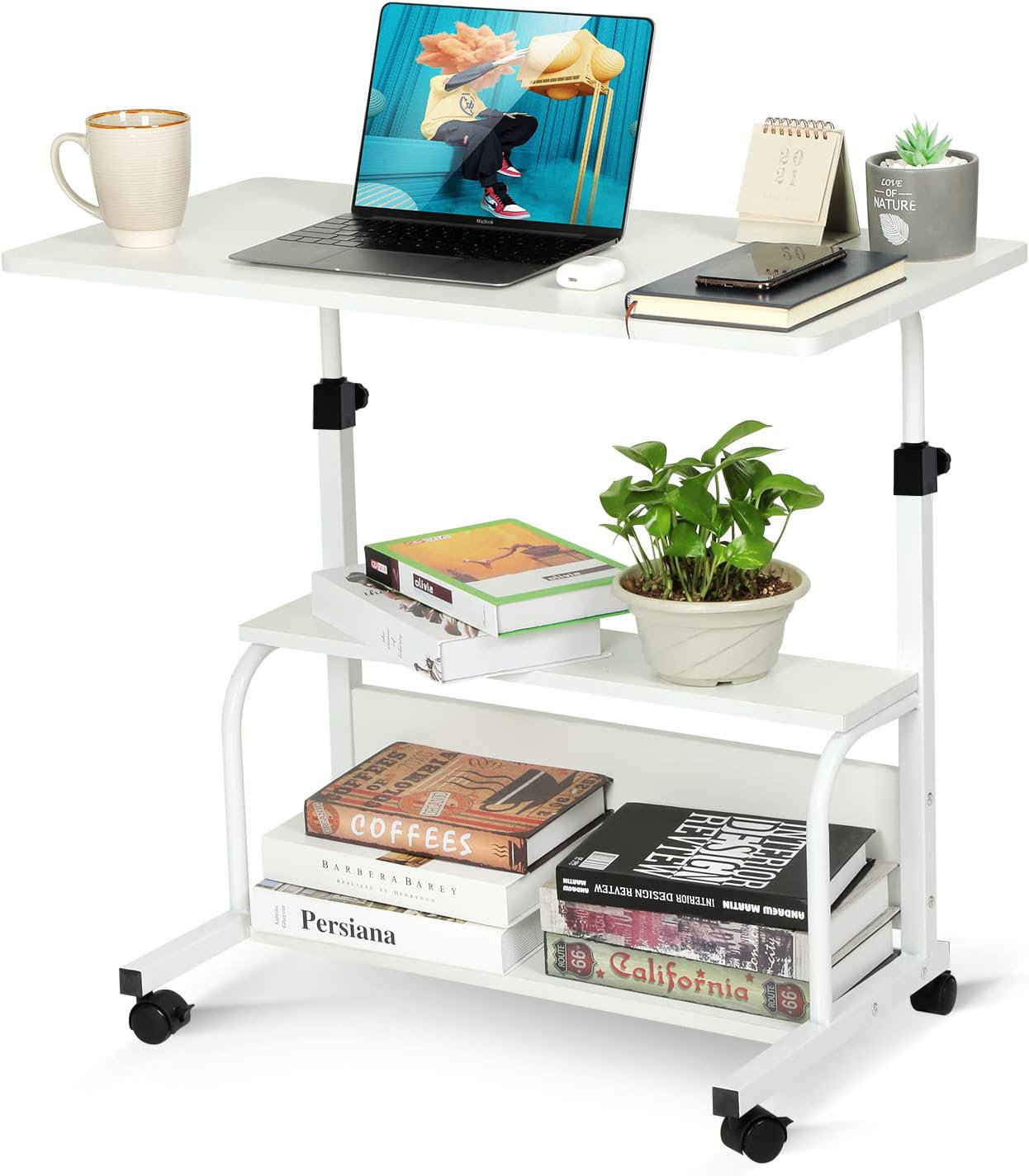 Ebern Designs Wheels Small Standing Desk Adjustable Height Desks With ...