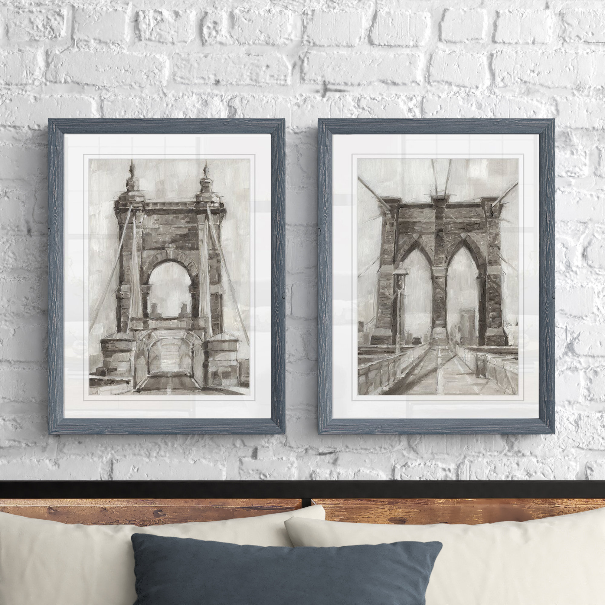 Steelside™ 'Bridge Crossing I' - 2 Piece Picture Frame Painting Print ...