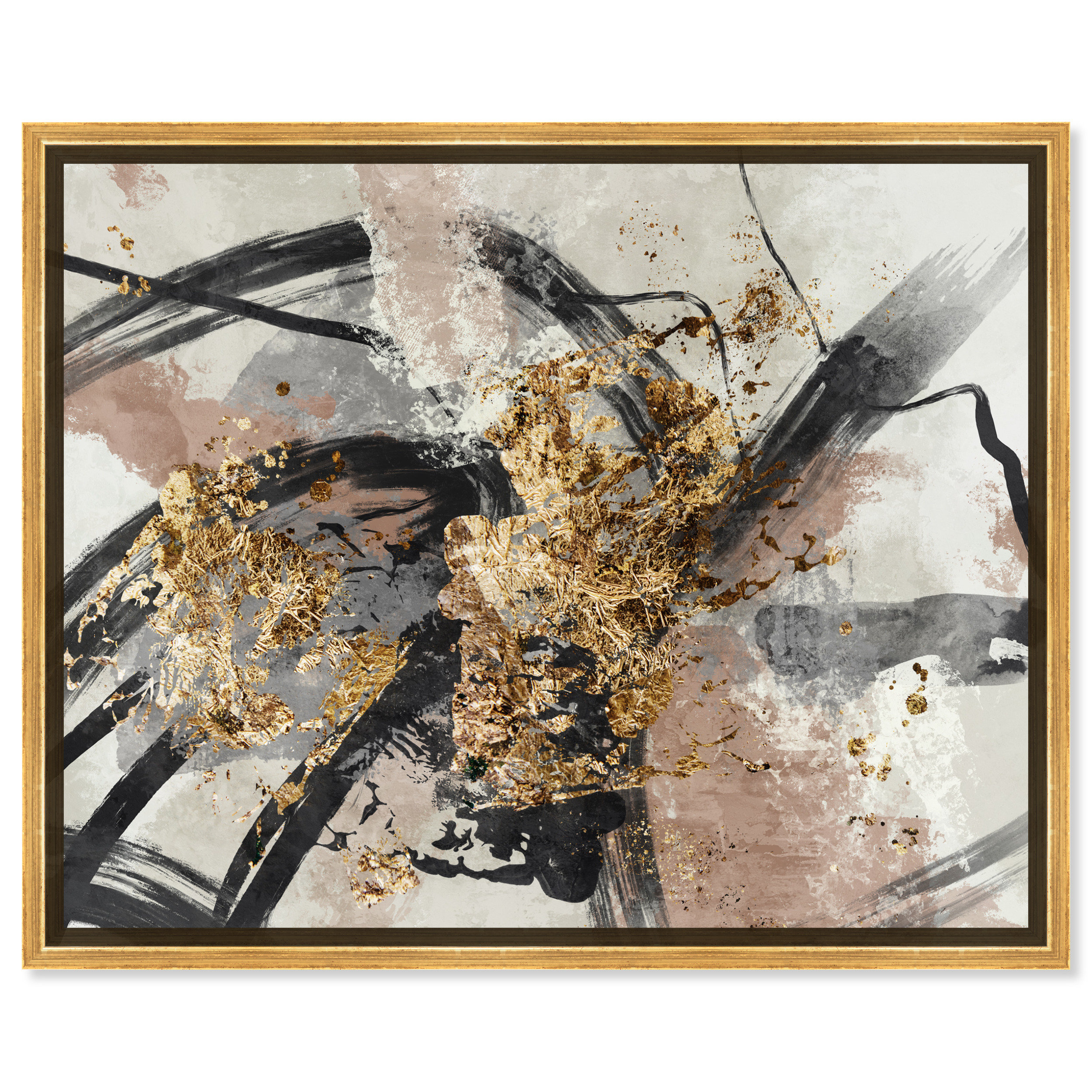 Oliver Gal Prints Burst of Gold Abstract Metallic Ink Modern Black ...