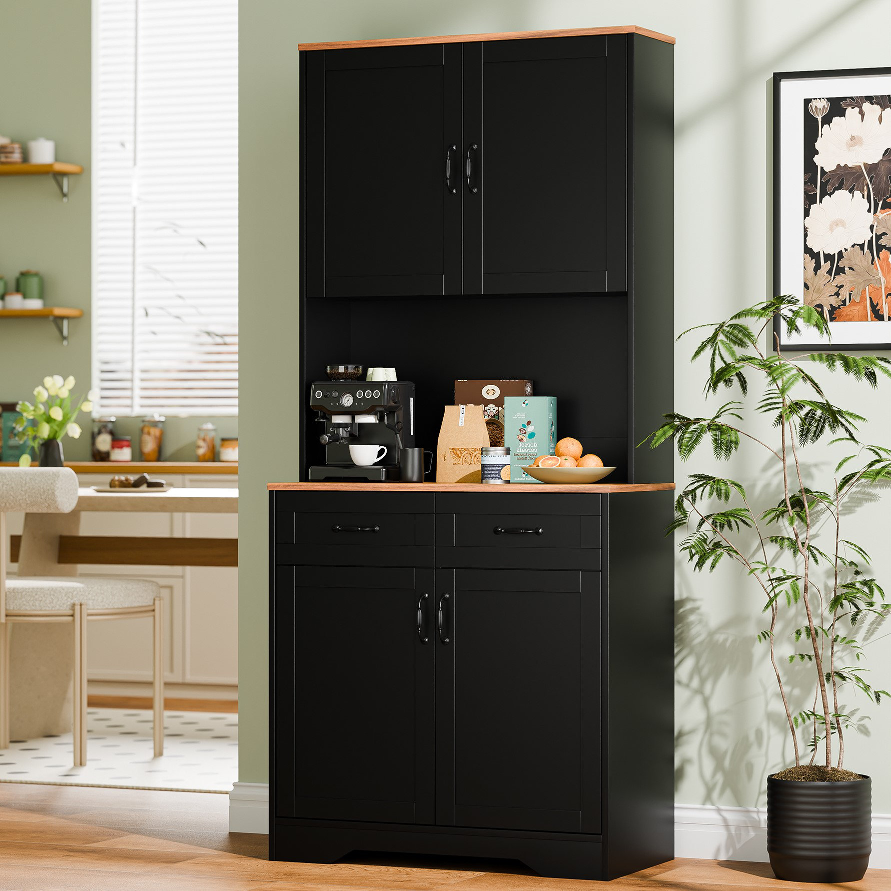 Lark Manor™ 71"H Kitchen Pantry with Microwave Shelf, Charge Station ...