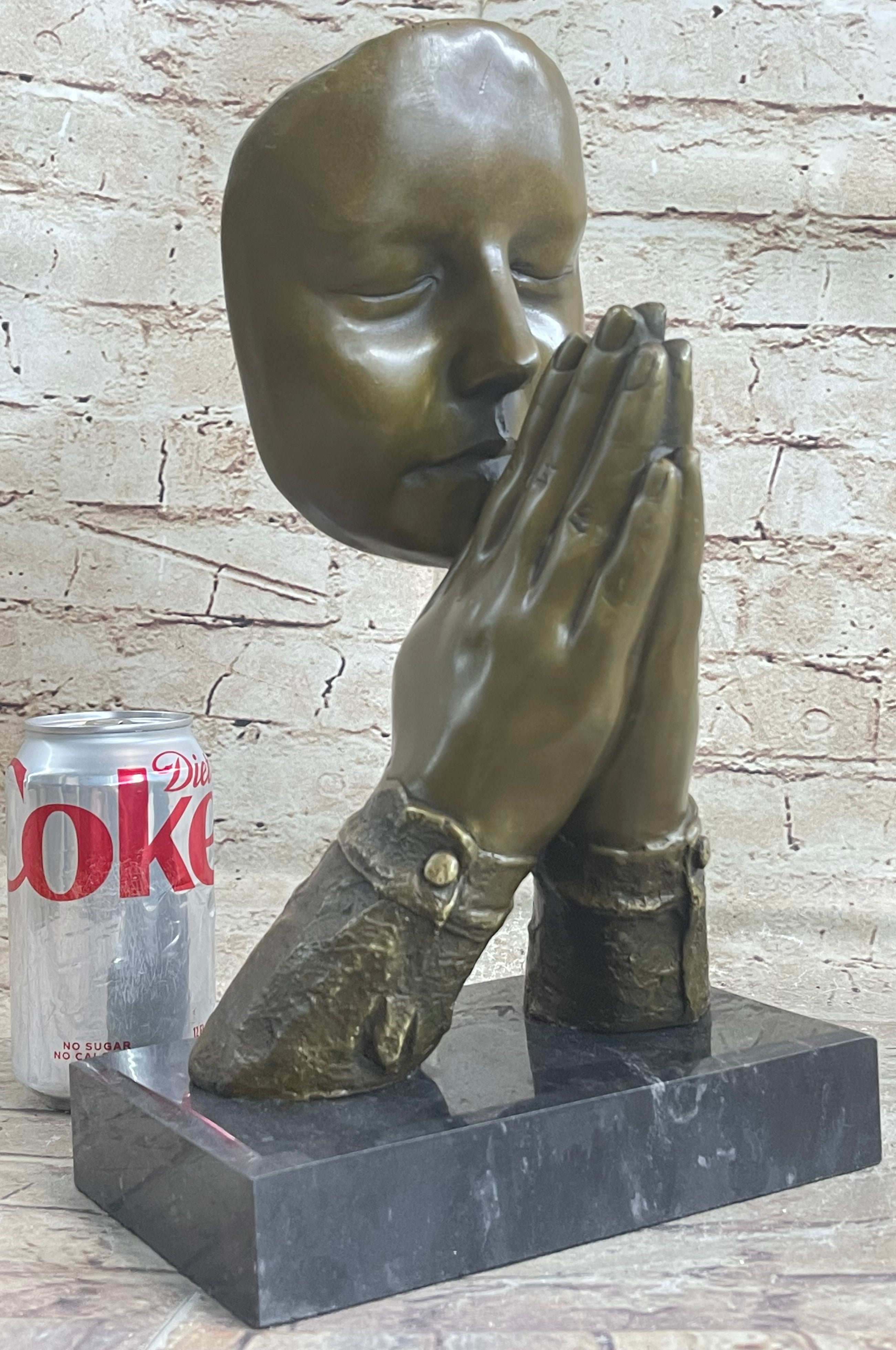 Orren Ellis Praying Floating Face Bronze Metal Sculpture Statue ...