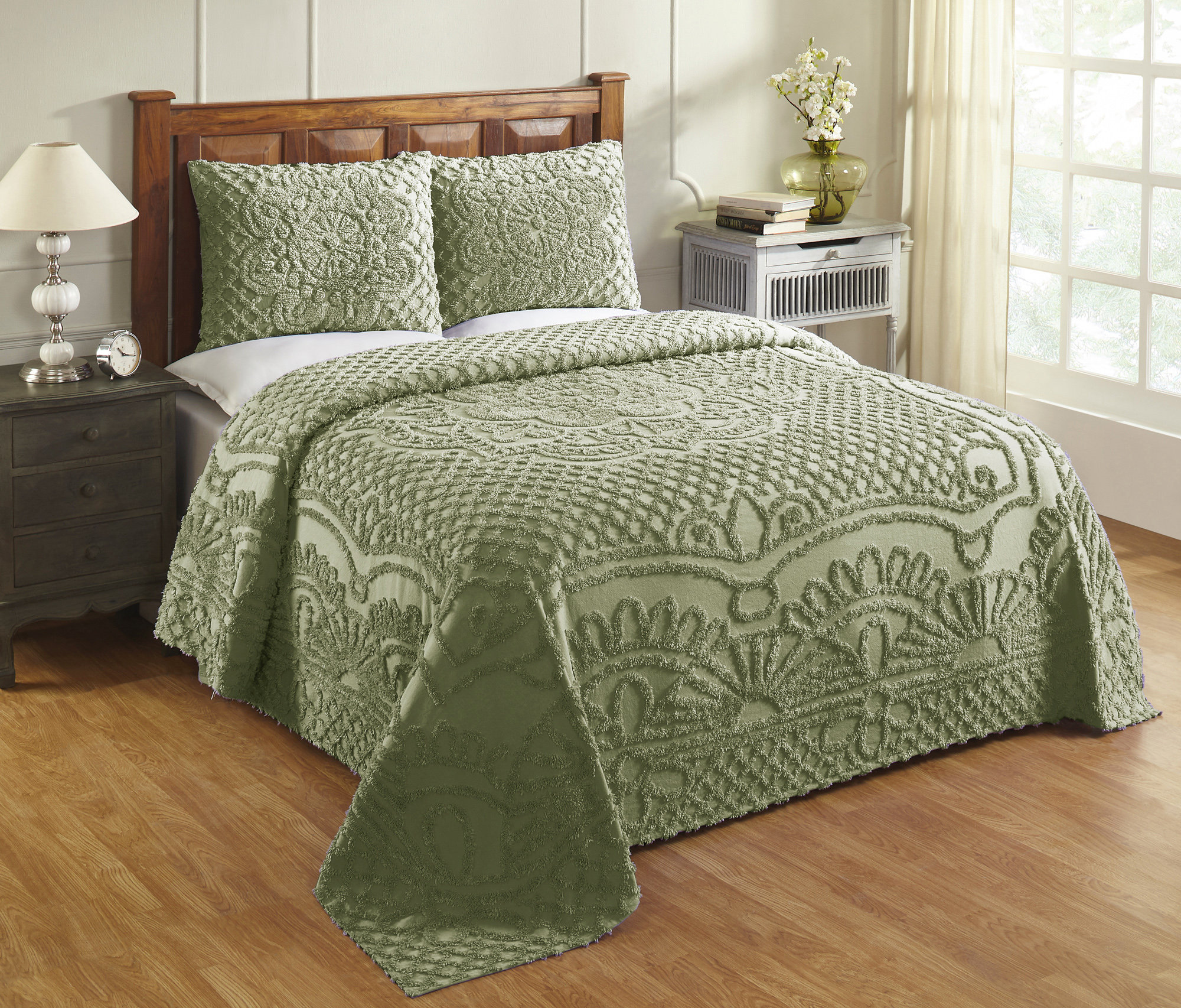 FabStyles Bedspreads 100% Cotton Oversized Coverlet/ Chenille Bedspread ...