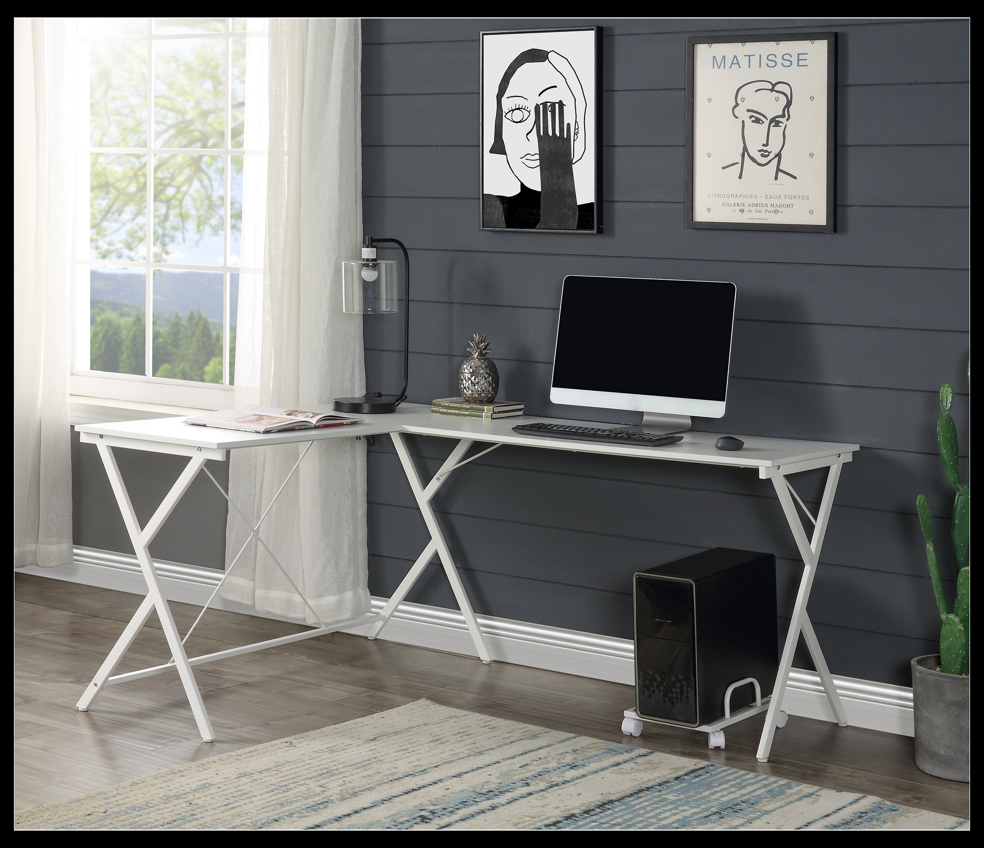 Inbox Zero Michelee L-Shaped Metal Base Computer Desk | Wayfair