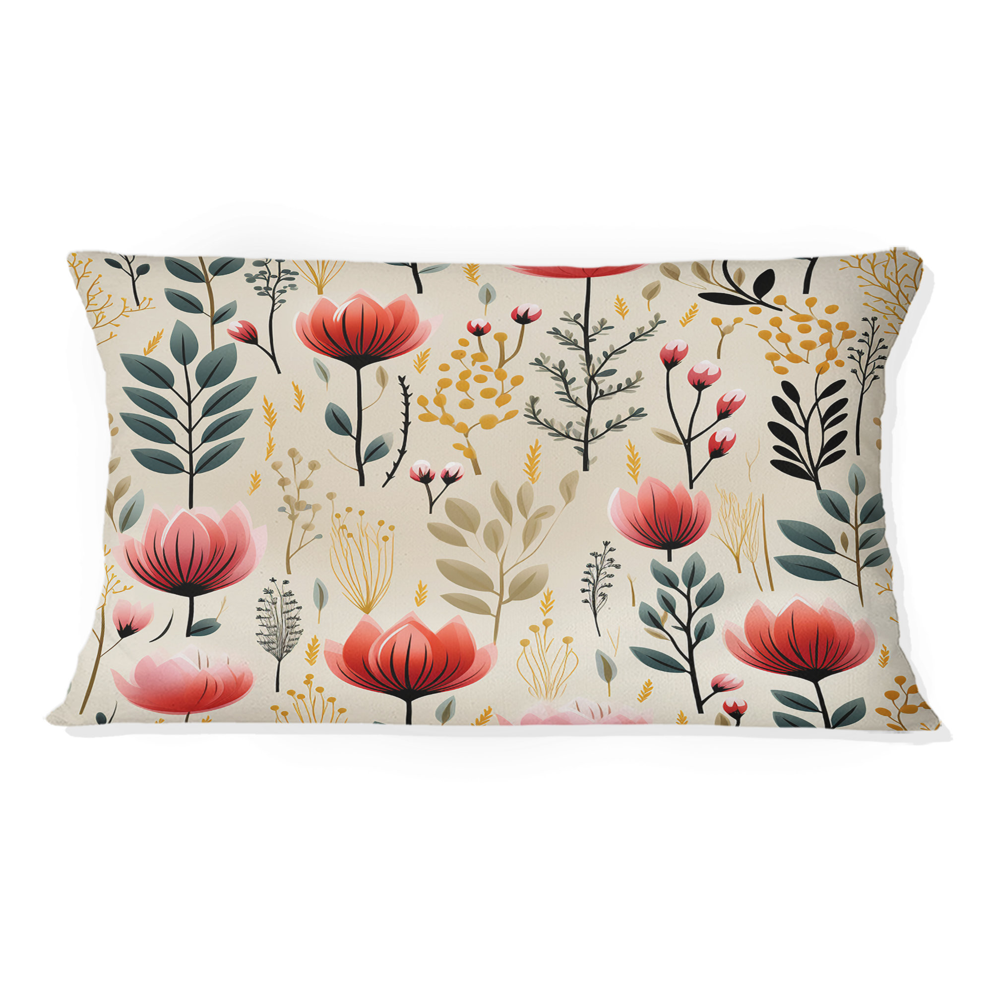 Design Art Artistic Essence Floral Pattern IX - Floral Printed Pillow ...
