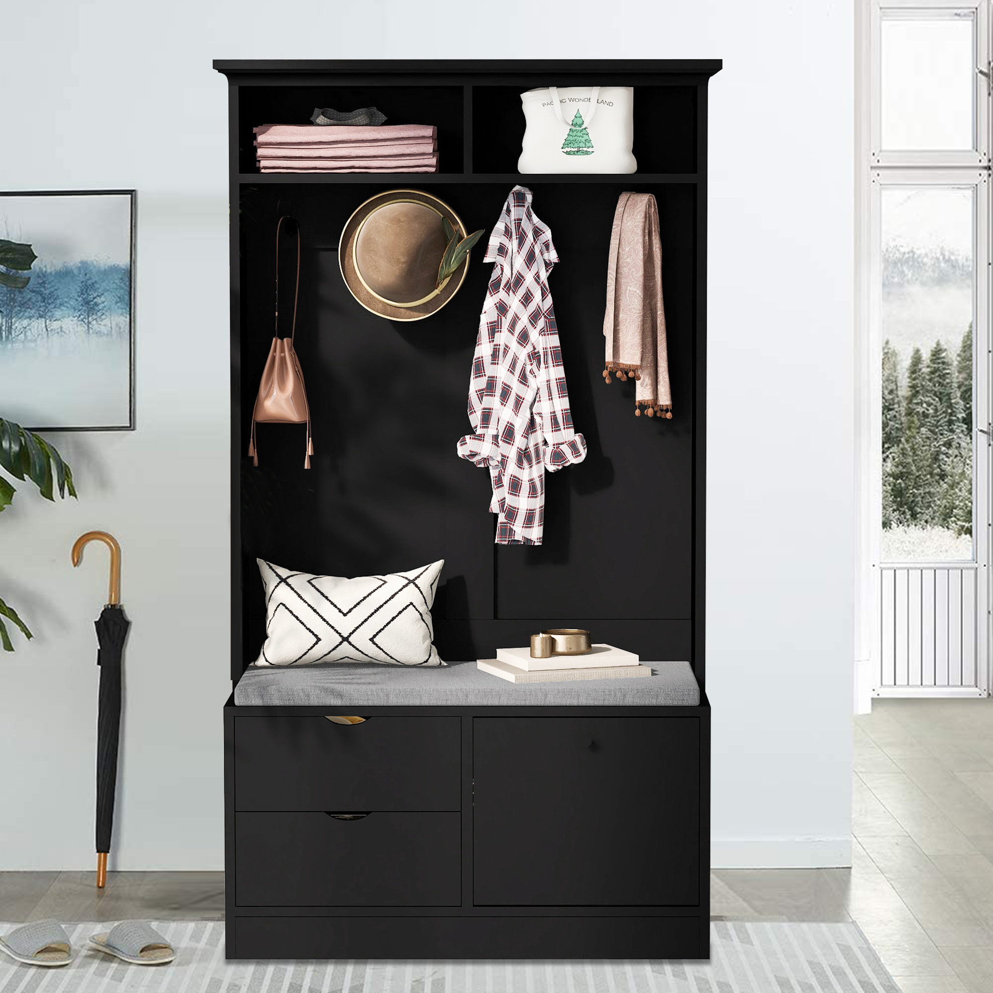 Winston Porter Orine Hall Tree with Bench and Shoe Storage & Reviews ...